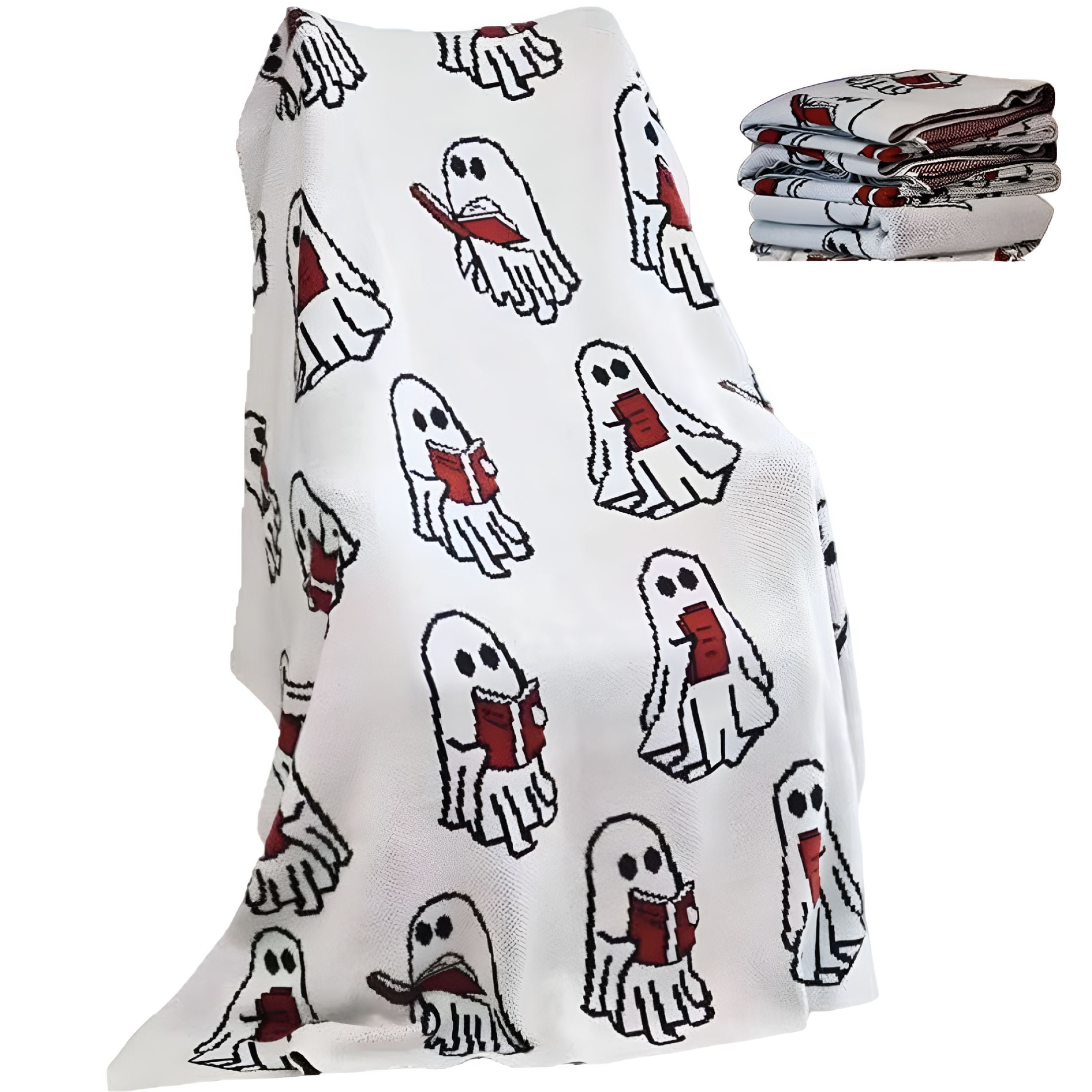 AUQ 2026 New Halloween Ghost Reading Book Blanket,Soft Flannel ...