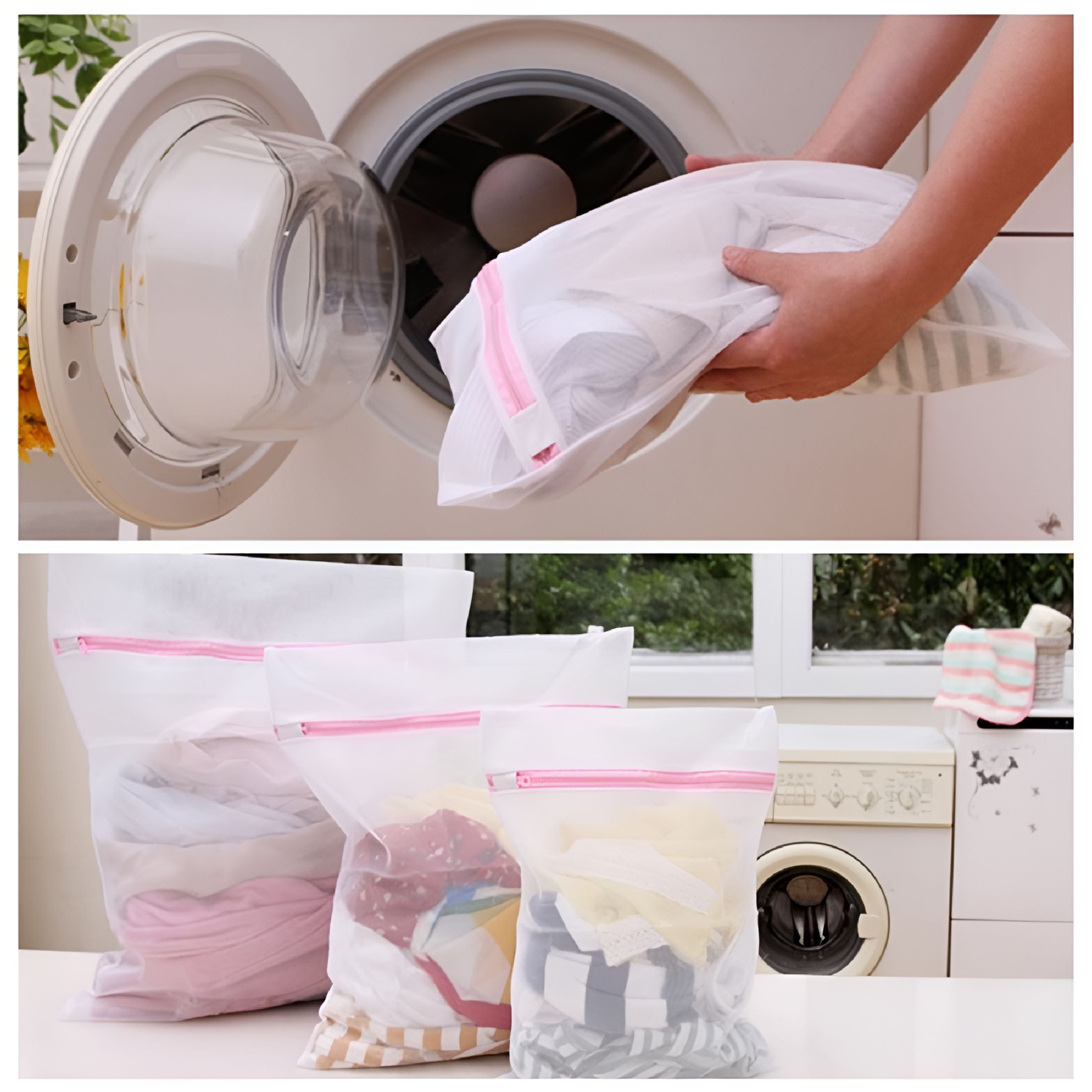 AUQ 2026 New Laundry Bag 3Pcs White Mesh Washing Bag Garment Bag ...