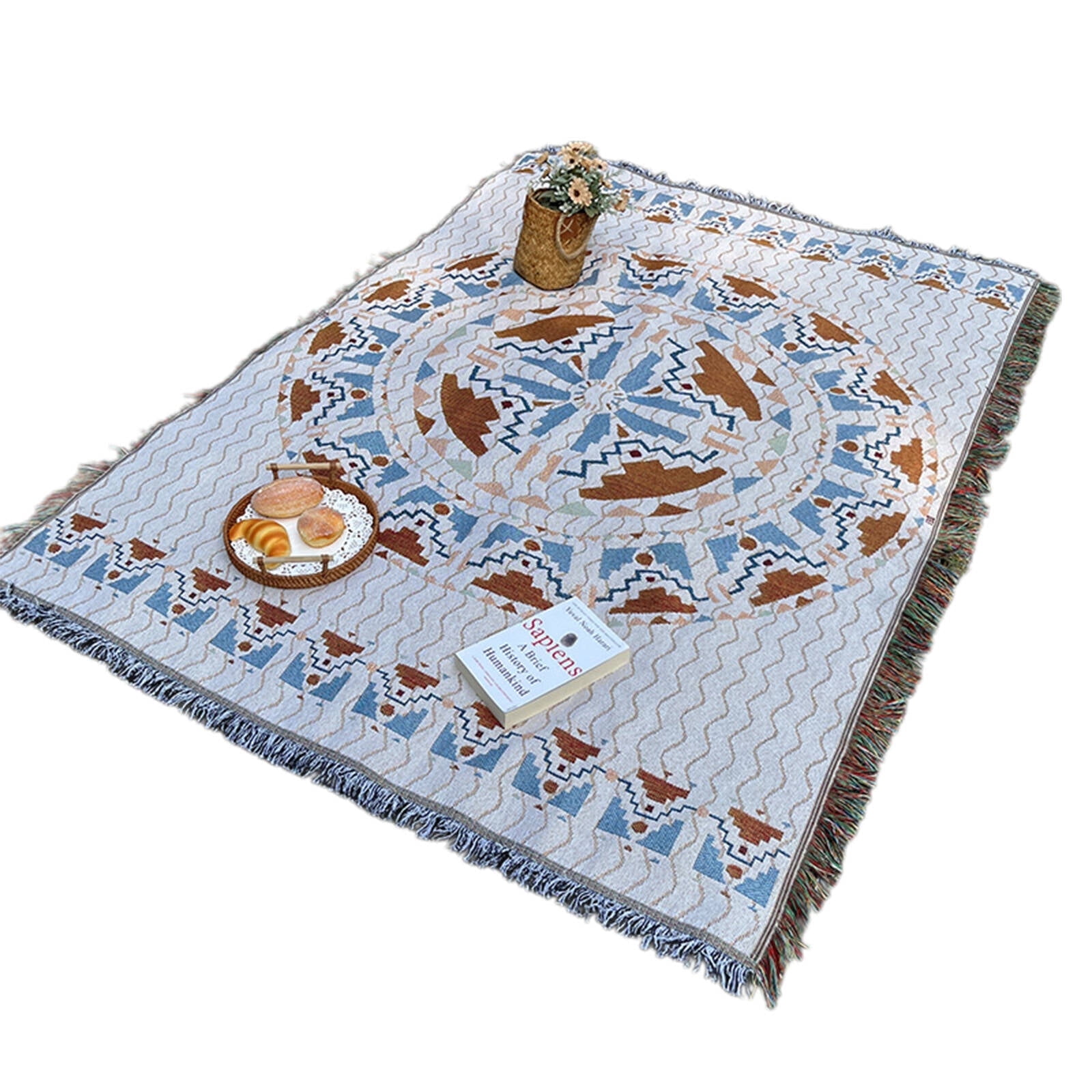 AUQ 2026 New Picnic Blankets Comfortable Cotton Outdoor Blanket Vibrant ...