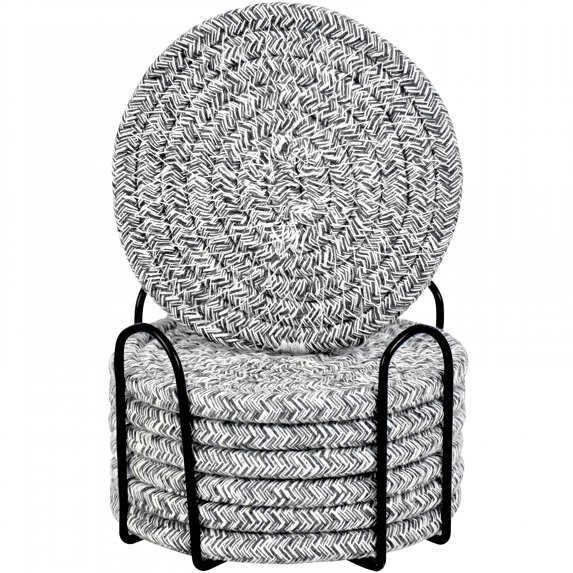 AUQ 2026 New Round Placemats with Holder,Set of 8 Cotton Rope Woven ...