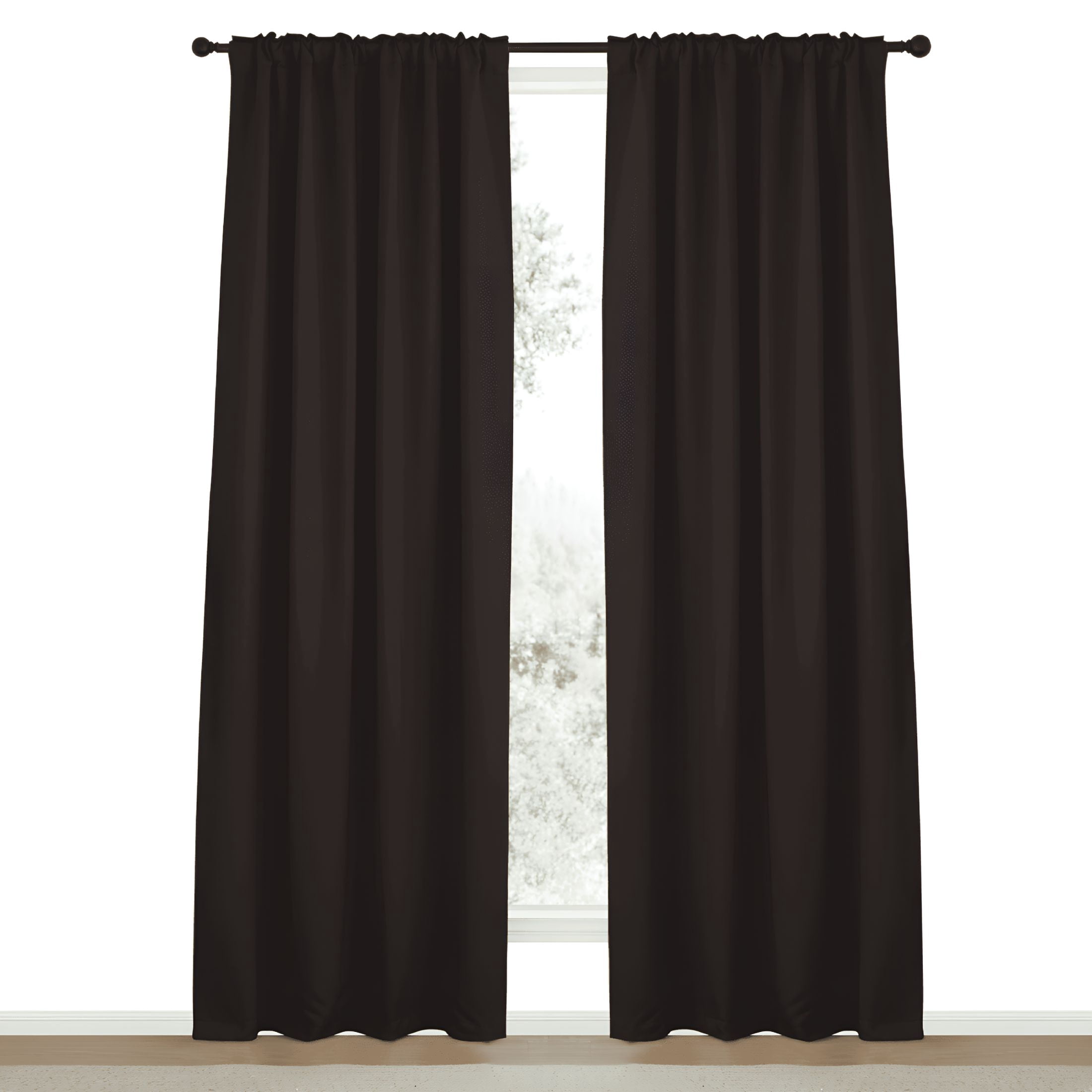 AUQ 2026 New Solid Blackout Curtains Thermal Insulated Back Tab and Rod ...