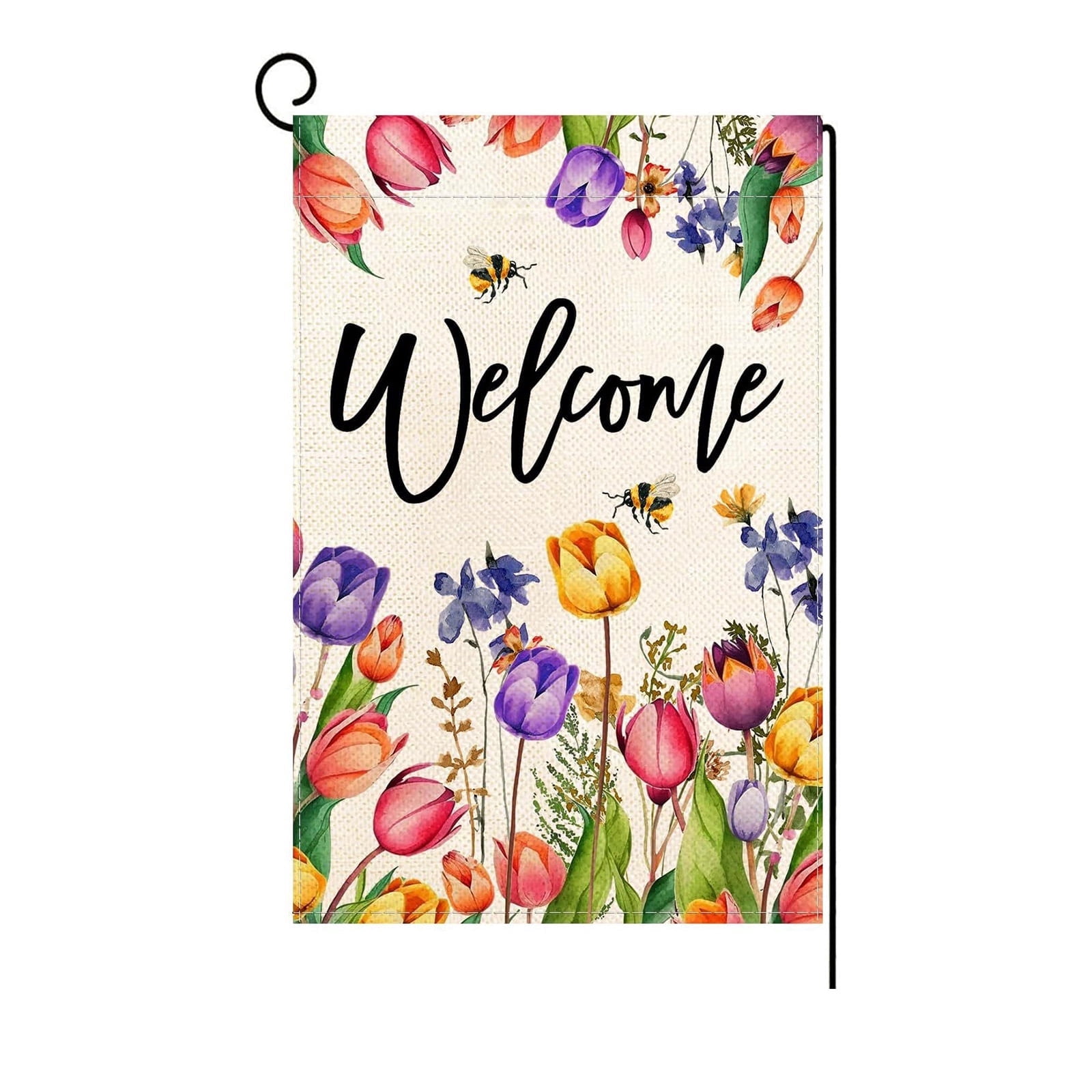 AUQ 2026 New Spring Garden Flag,Burlap Yard Banner,Colorful Floral ...