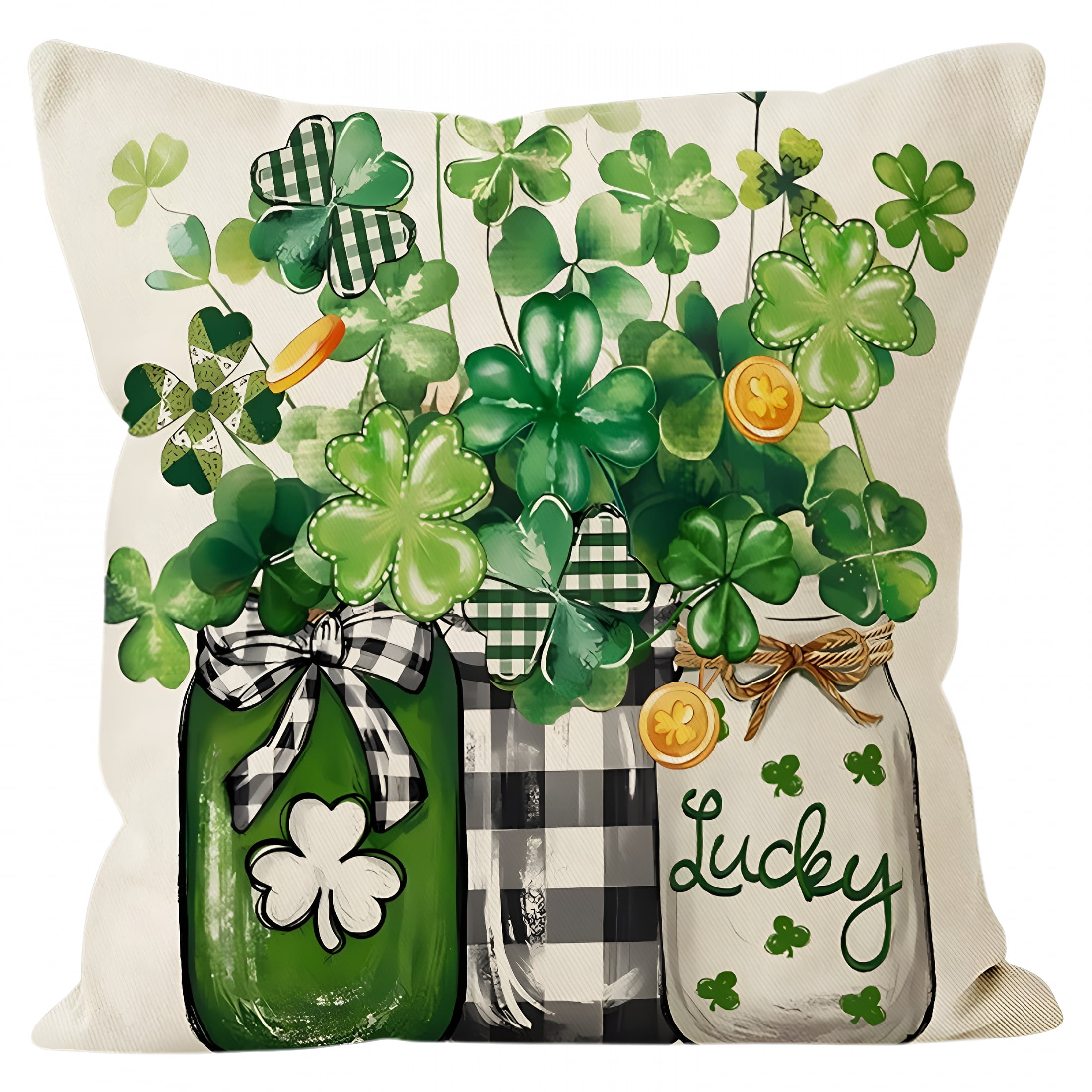 AUQ 2026 New St Patricks Day Pillow Covers 18X18 Green Shamrock Pillow ...