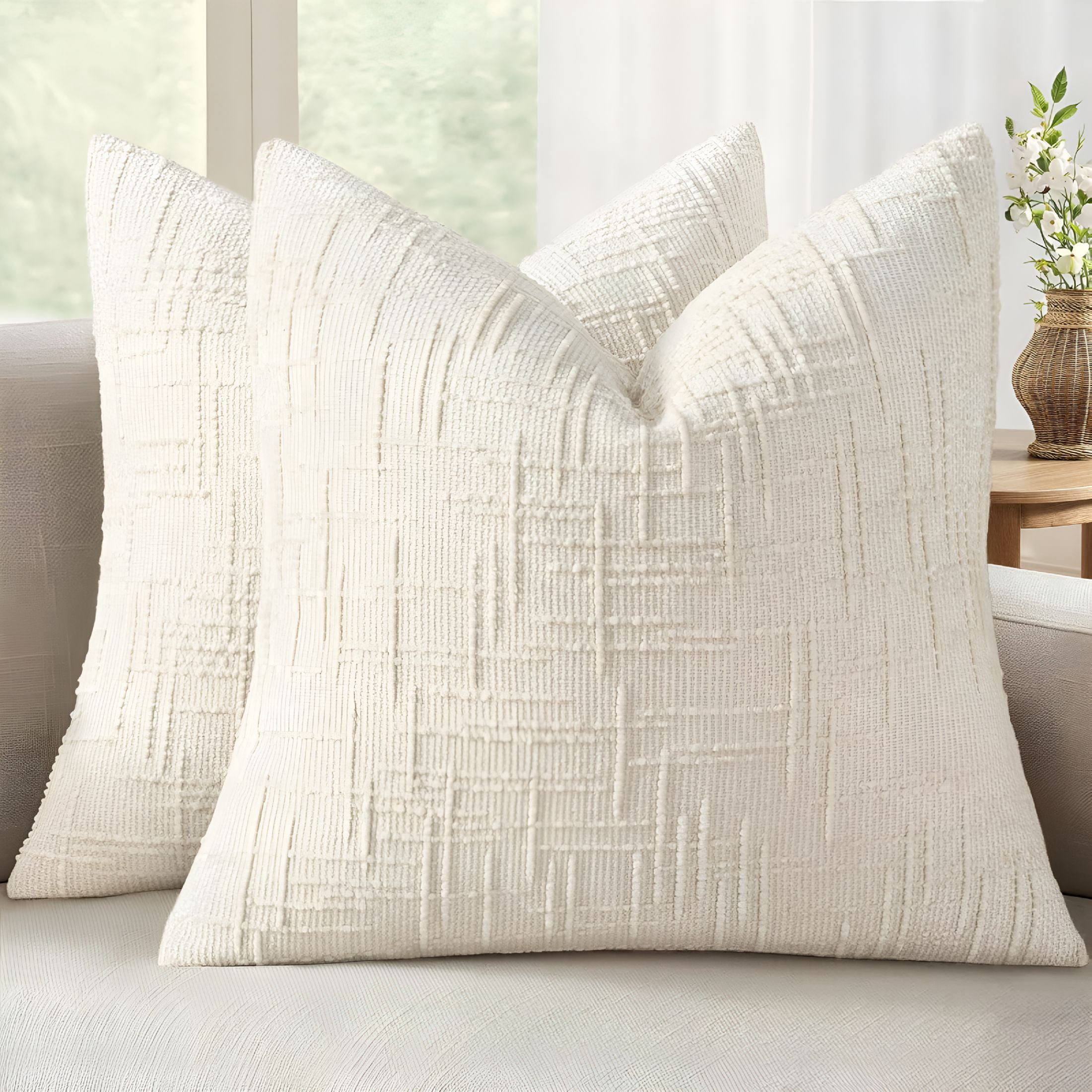 AUQ 2026 New Textured Throw Pillow Covers Thick Chenille Decorative ...