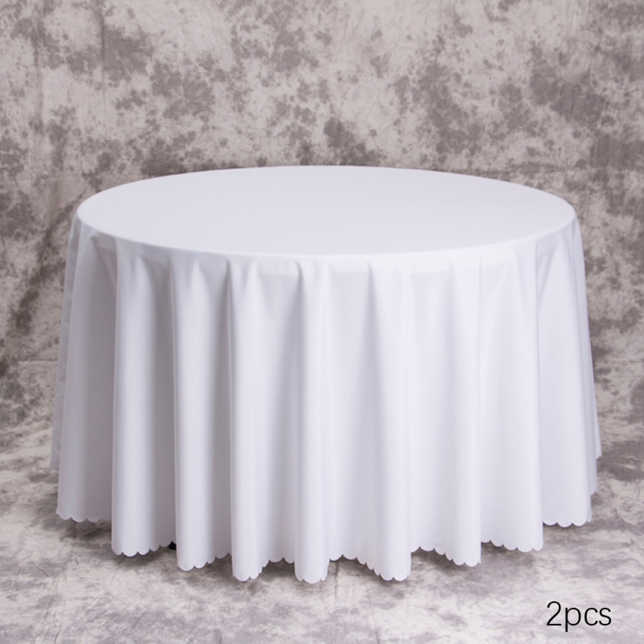 AUQ 2Pack Round Tablecloth 60Inch White Polyester Table Cloths Wrinkle ...