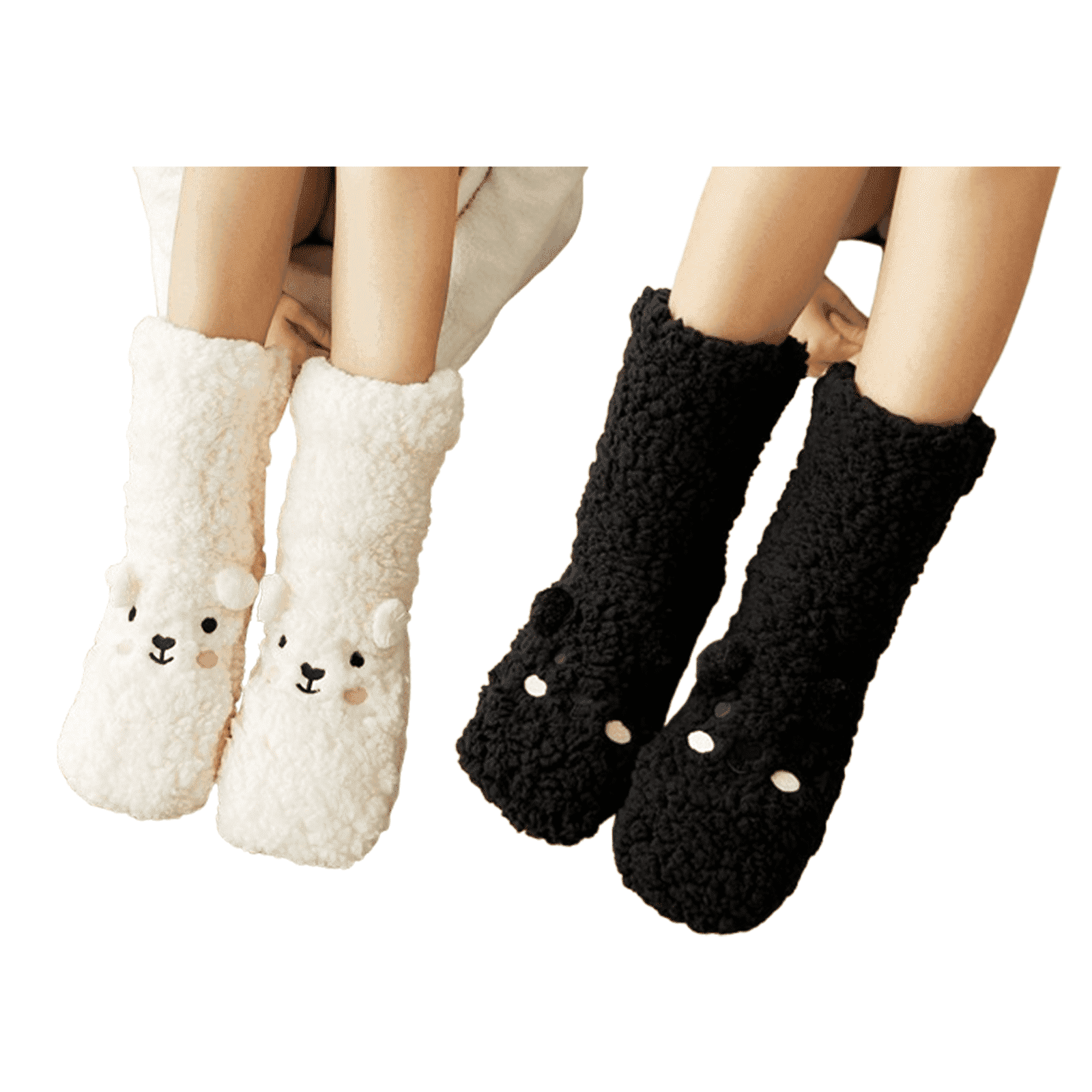 AUQ 2Pairs Socks 360° Heat Circulation Fuzzy Socks,Acrylic Outer Layer ...