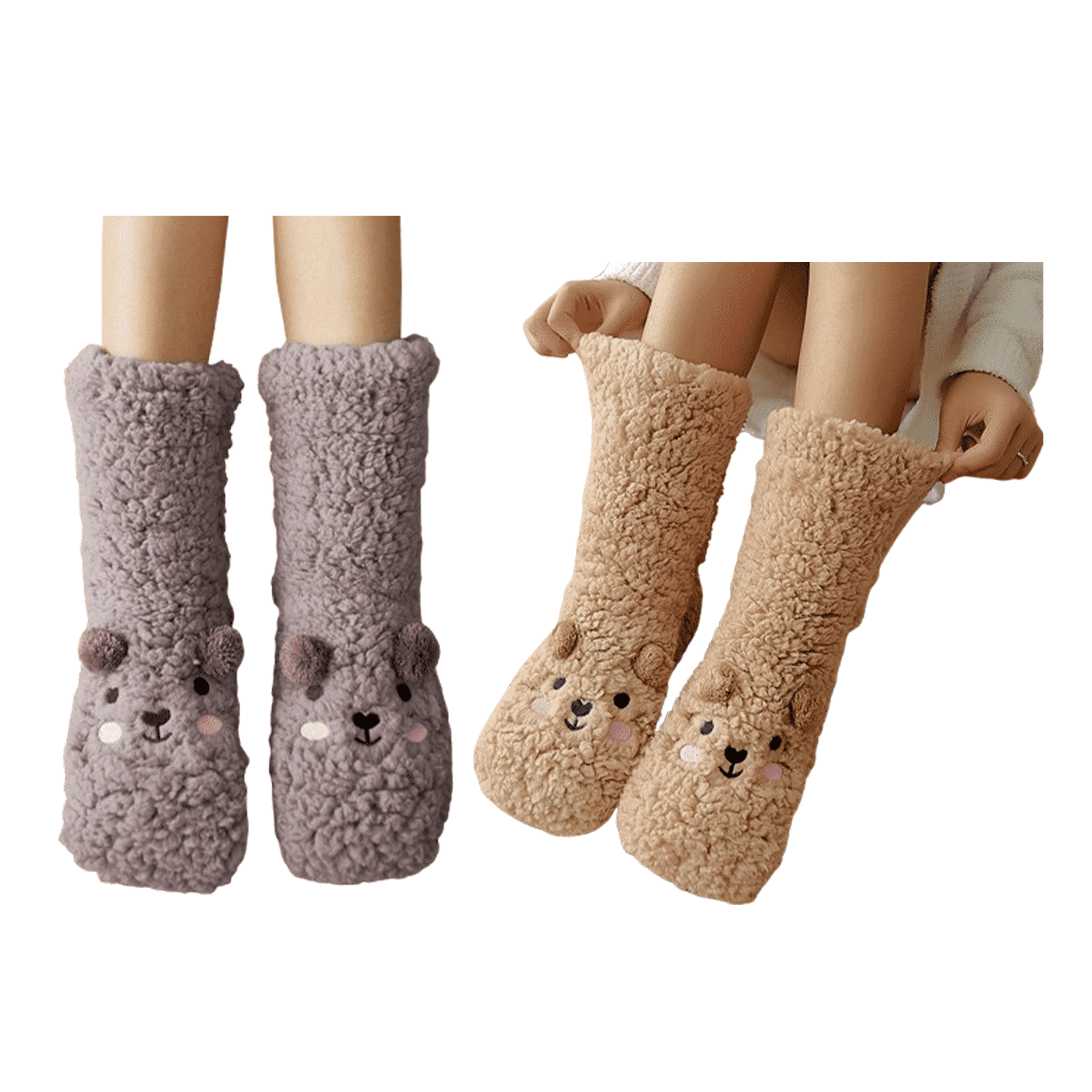 AUQ 2Pairs Socks Cozy Fuzzy Socks for Chilly Days,Soft Long Socks for ...