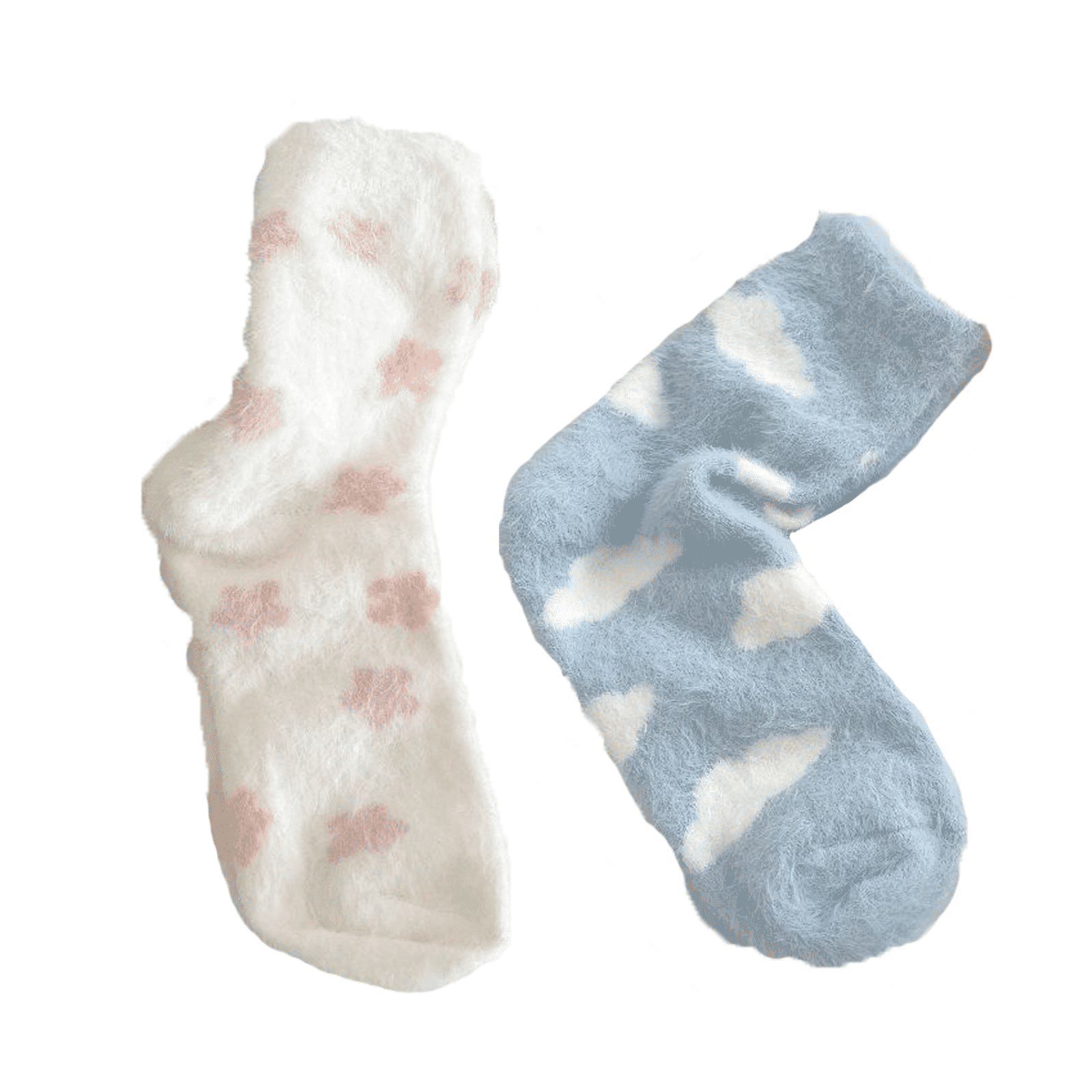 AUQ 2Pairs Socks Cozy Plush Fuzzy Socks for Winter Relaxation,Thick ...