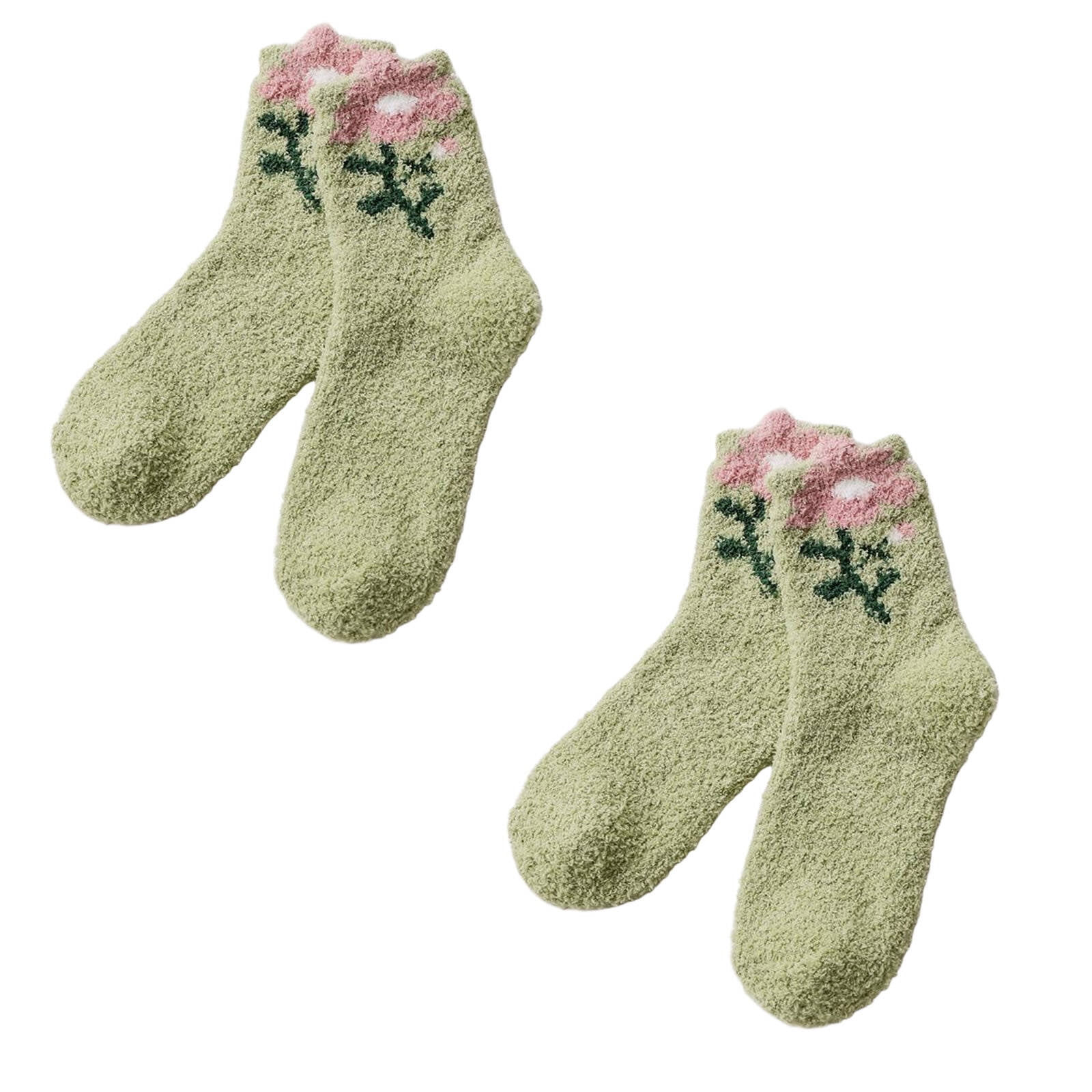 AUQ 2Pairs Socks Luxuriously Soft Fuzzy Socks,Anti-Slip Warm Long Socks ...