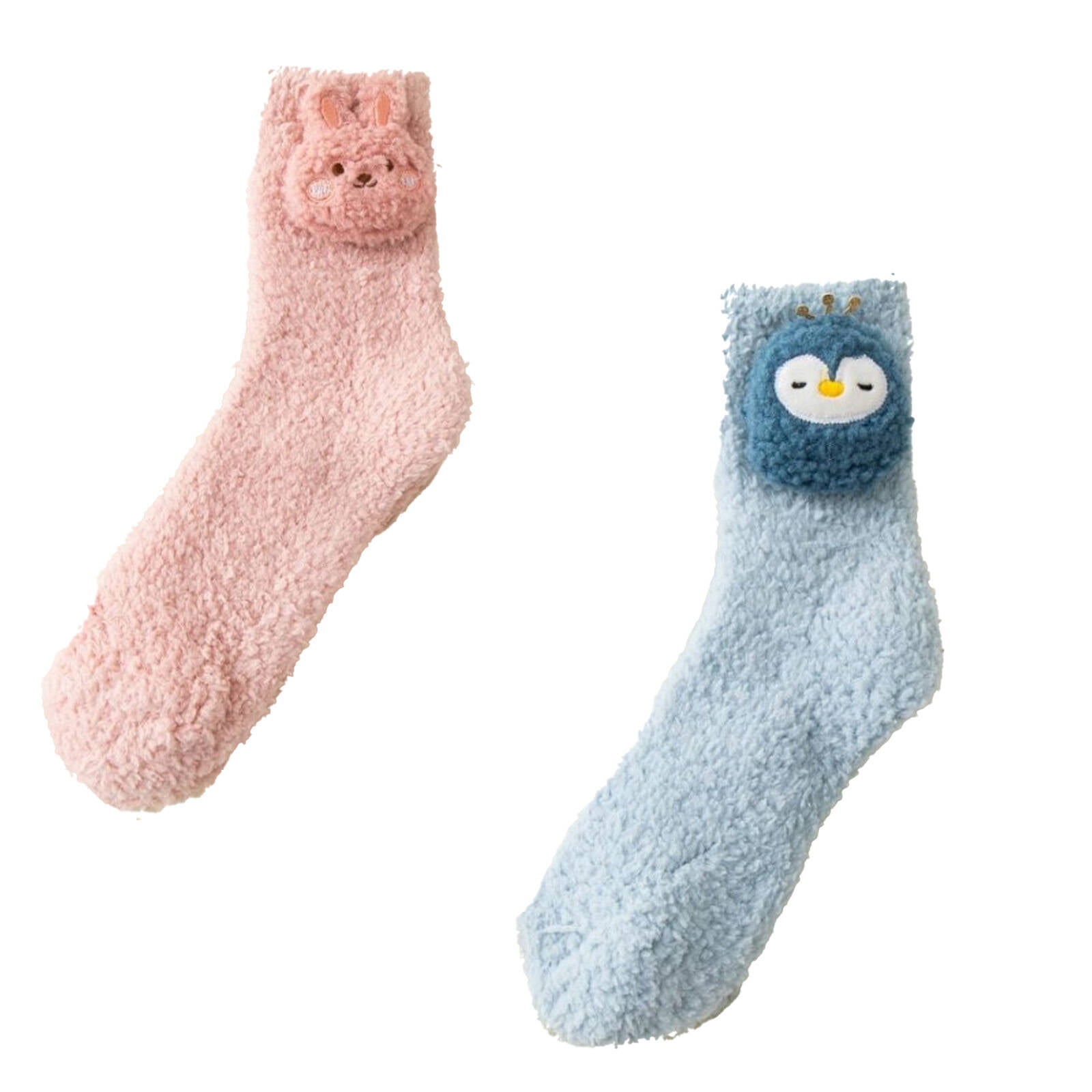 AUQ 2Pairs Socks Safe Walk Fuzzy Socks,Anti-Pilling Thick Coral Fleece ...