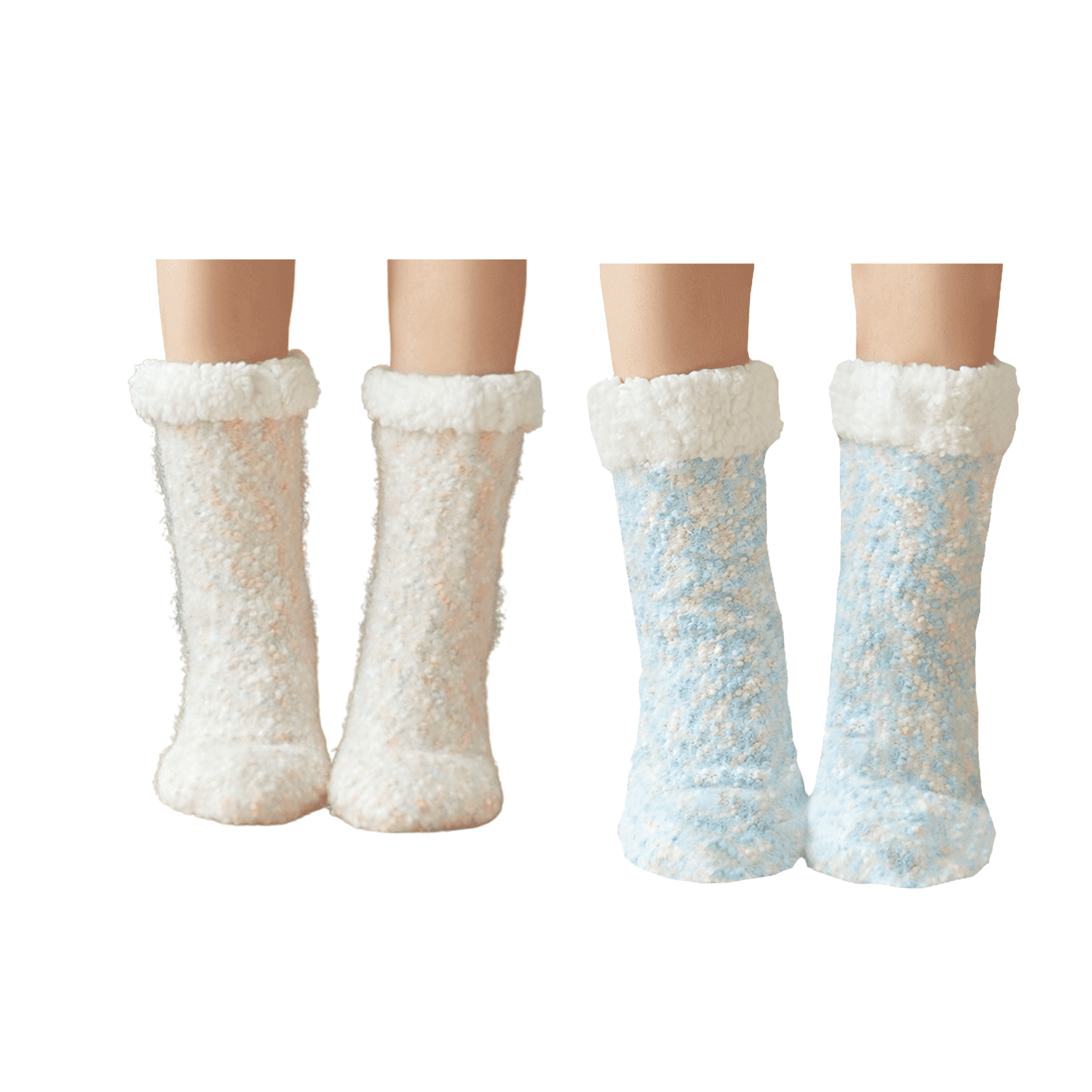 AUQ 2Pairs Socks Warm and Soft Fuzzy Socks,Slip-Resistant Long Socks ...