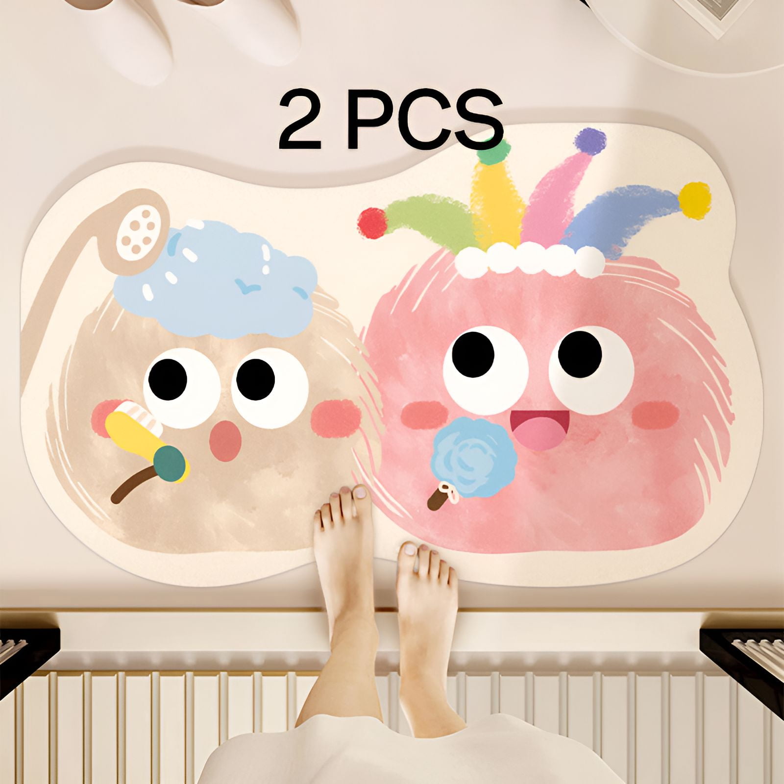 AUQ 2Pcs Bathroom Rugs,Accelerated Hydration Absorption Diatomaceous ...