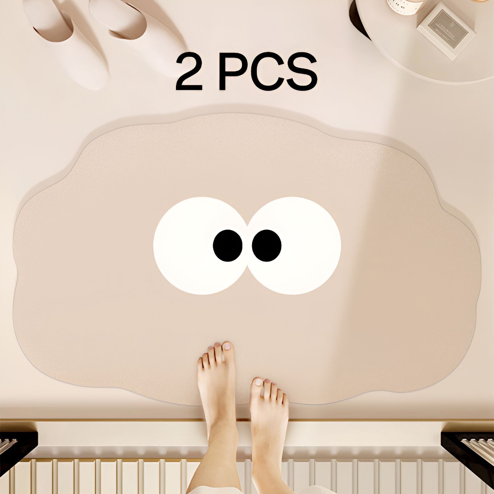 AUQ 2Pcs Bathroom Rugs,Glossy Edge Tender Touch Diatomaceous Earth Bath ...