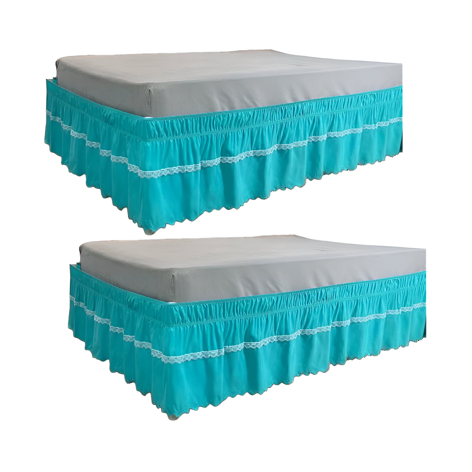 AUQ 2Pcs Bed Skirt Neat Look Ruffle Bed Wash Friendly Bed Frame Cover ...