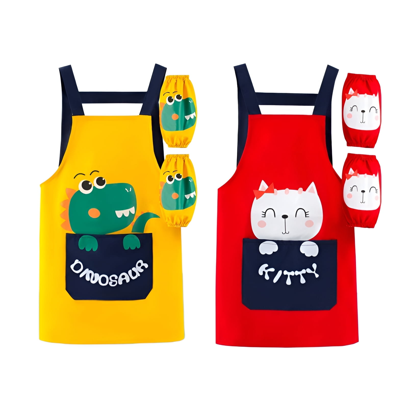 AUQ 2Pcs Kids Apron,Full Protection Toddler Apron,Apron and Sleeves ...