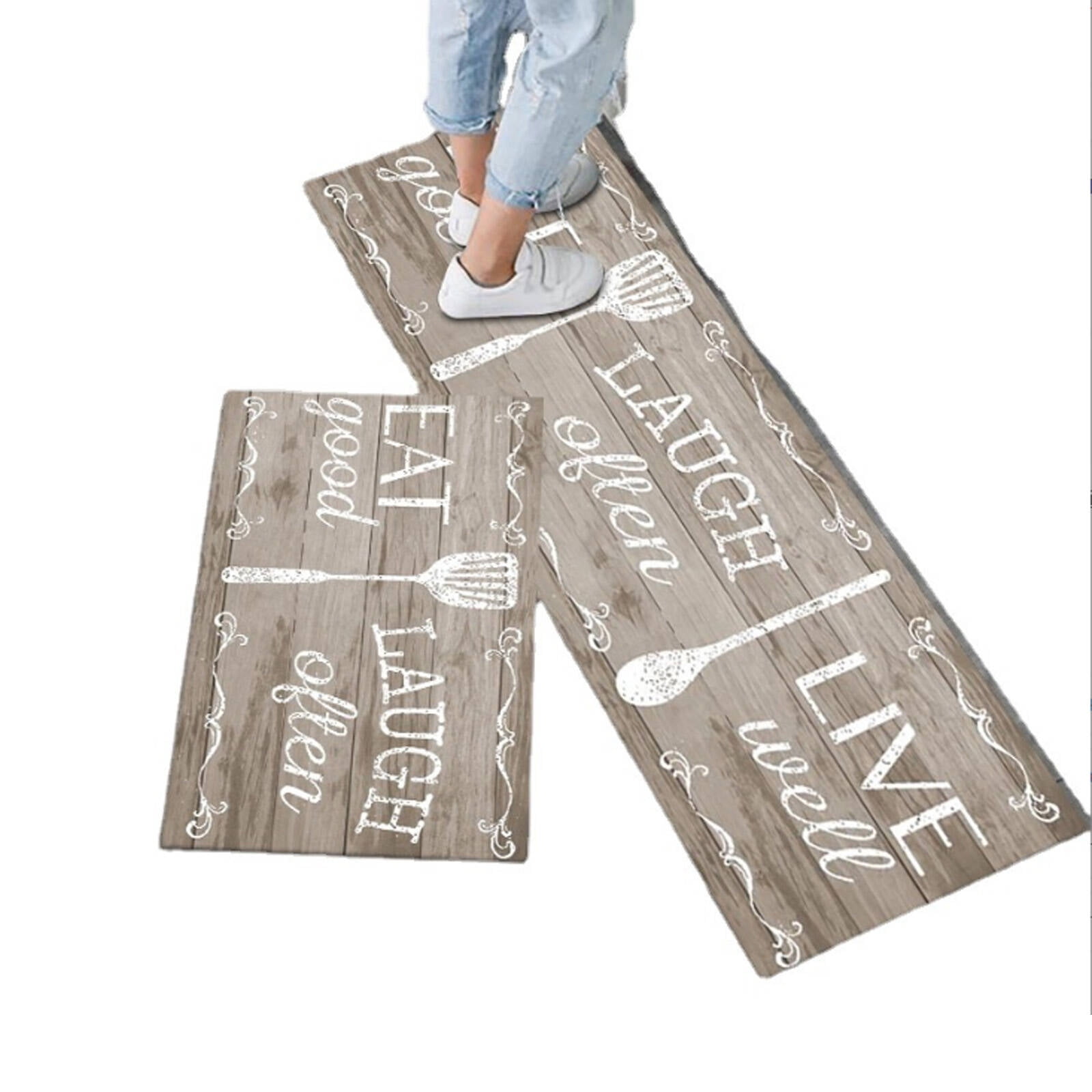 AUQ 2Pcs Kitchen Mat Kitchen Mats,Waterproof and Easy to Clean Kitchen ...