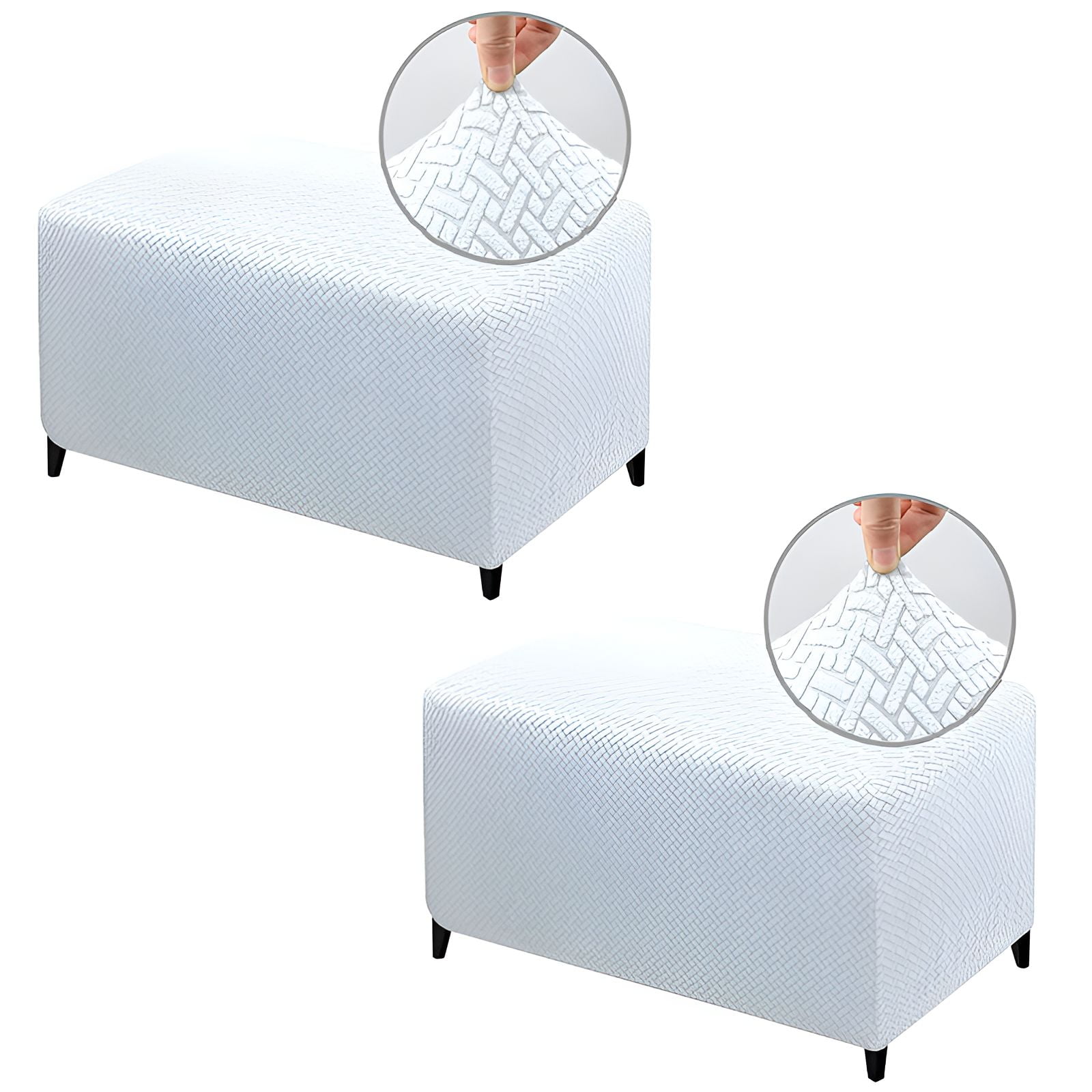 AUQ 2Pcs Ottoman Cover,Machine Washable Rectangle Footstool Cover,Wrinkle-Resistant and Washable ...