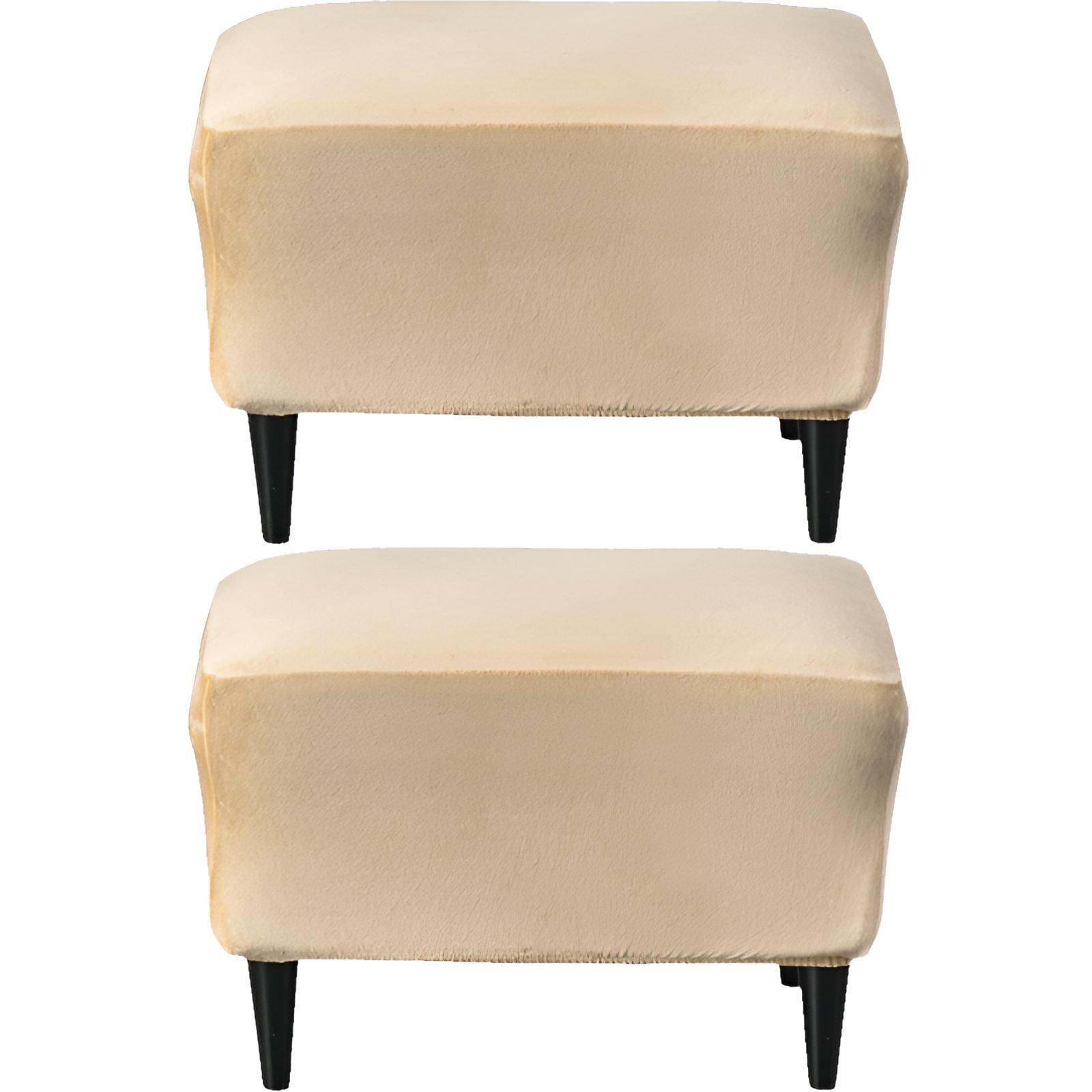 AUQ 2Pcs Ottoman Cover,Premium Silver Fox Velvet Rectangle Footstool ...