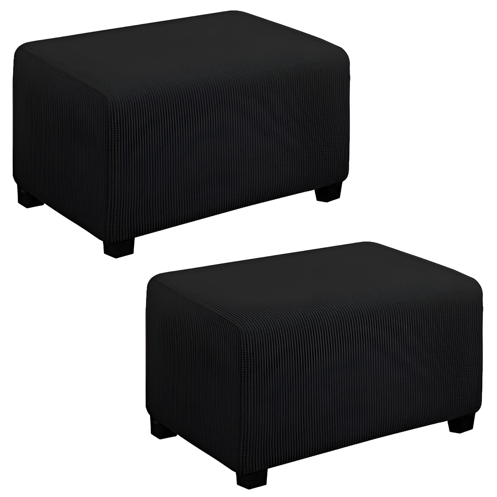 AUQ 2Pcs Ottoman Cover,Scratch-Resistant Rectangle Footstool Cover ...
