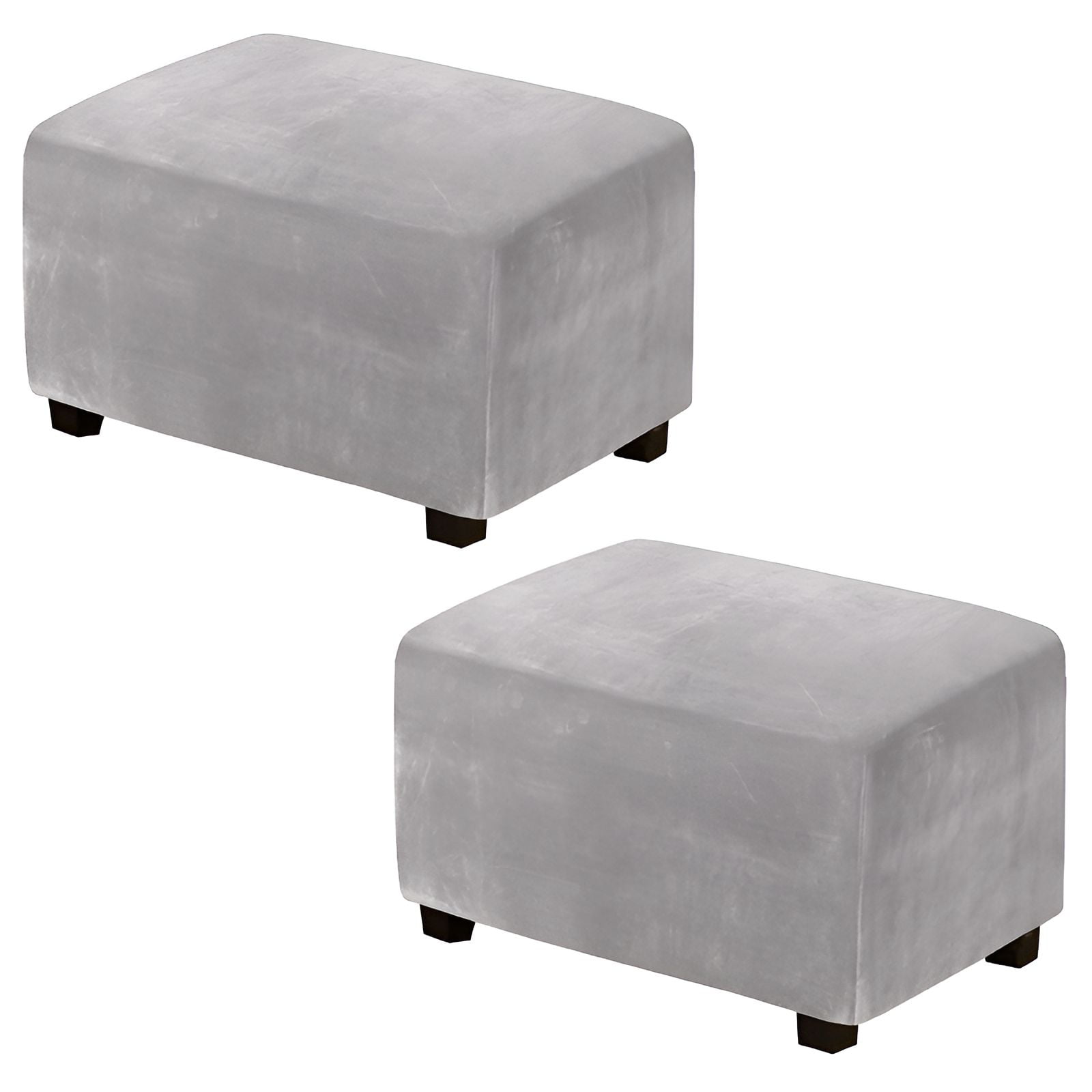 AUQ 2Pcs Ottoman Cover,Scratch-Resistant Rectangle Footstool Cover ...
