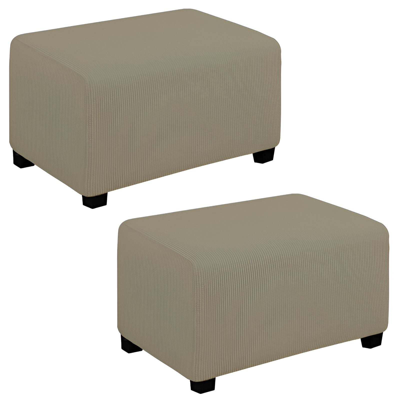 AUQ 2Pcs Ottoman Cover,Soft Touch Rectangle Footstool Cover,No ...