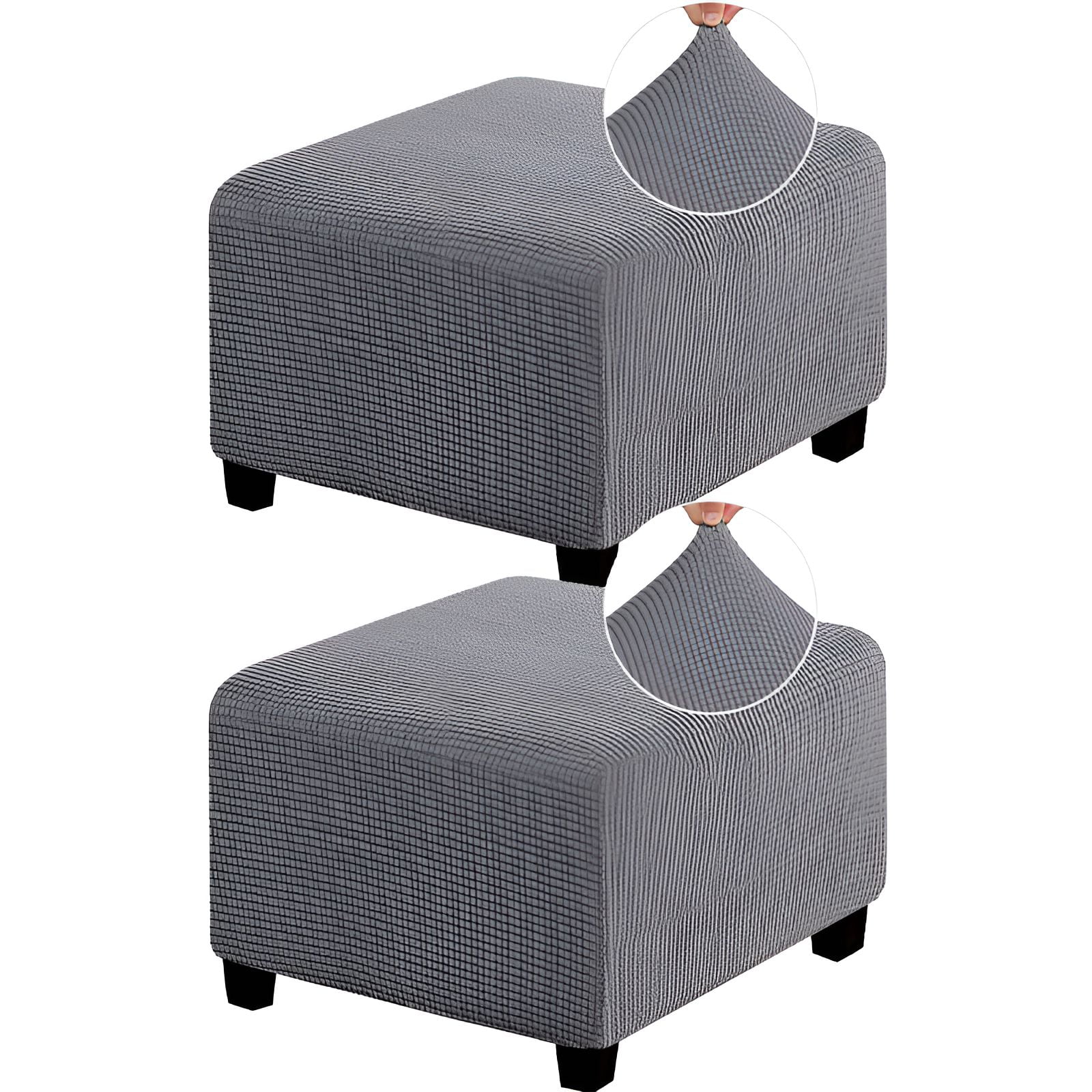 AUQ 2Pcs Ottoman Cover,Square Design Rectangle Footstool Cover,Good ...