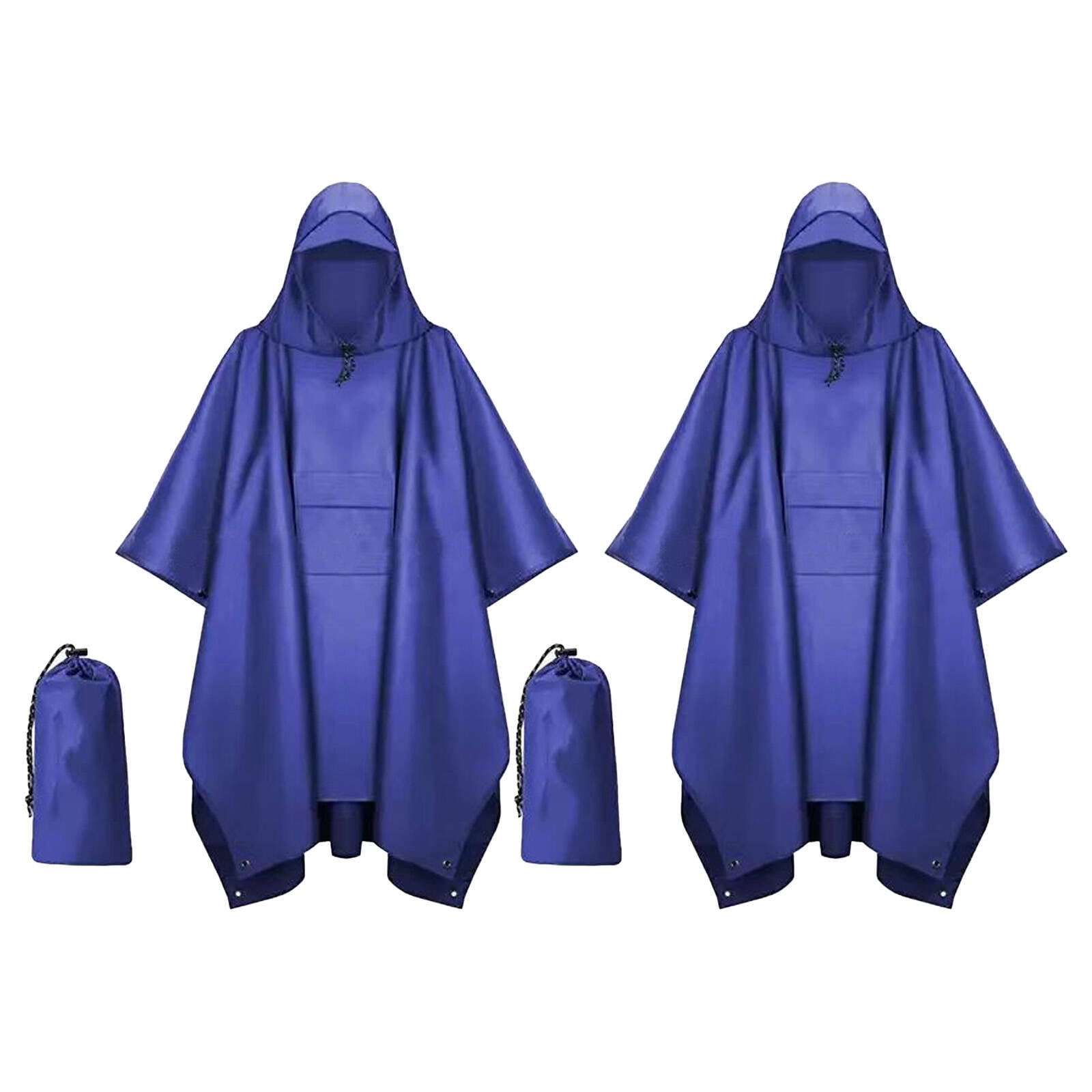 AUQ 2Pcs Rain Poncho 100% Waterproof PU Coated Rain Ponchos for Adults ...