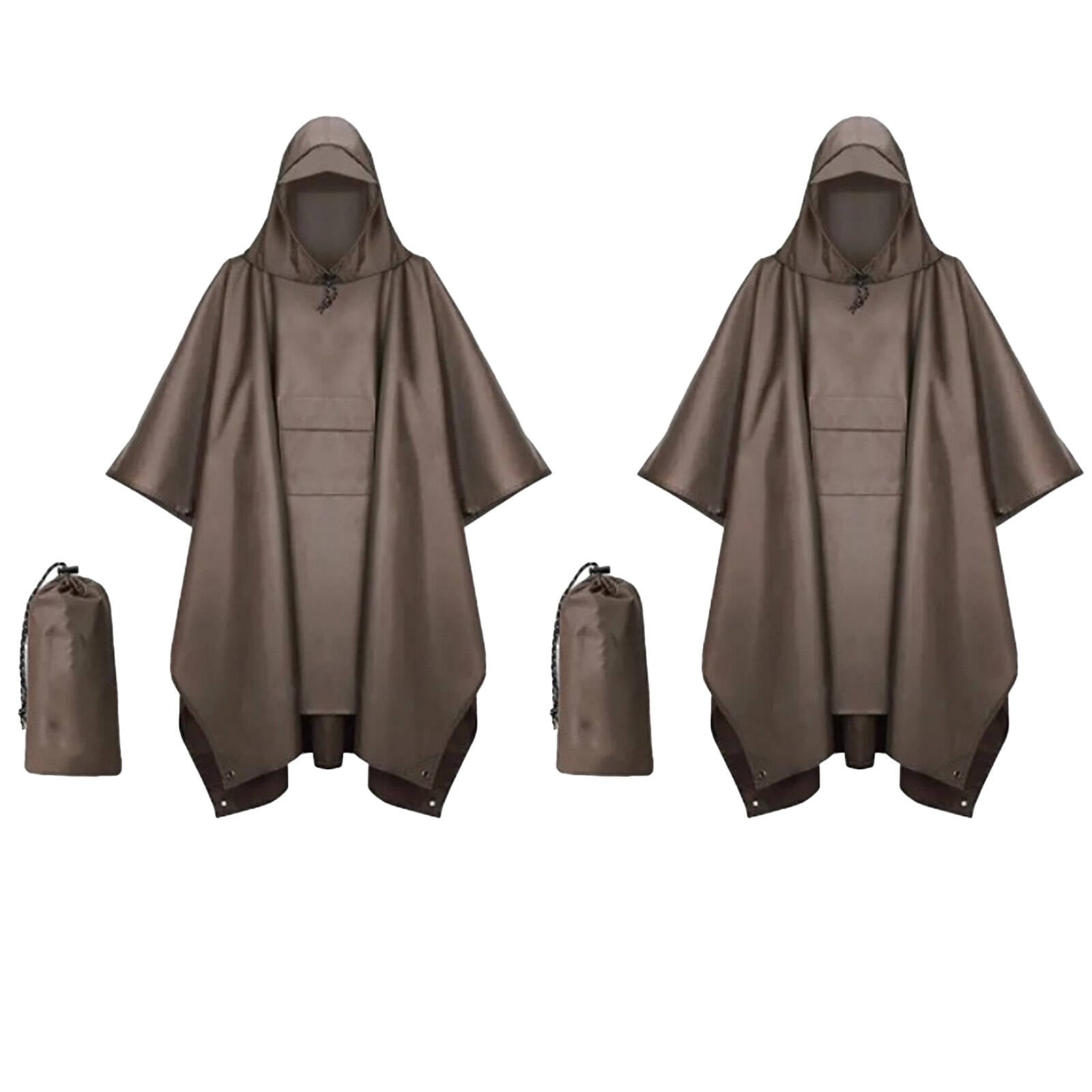 AUQ 2Pcs Rain Poncho Functional Taffeta Fabric Rain Ponchos for Adults ...
