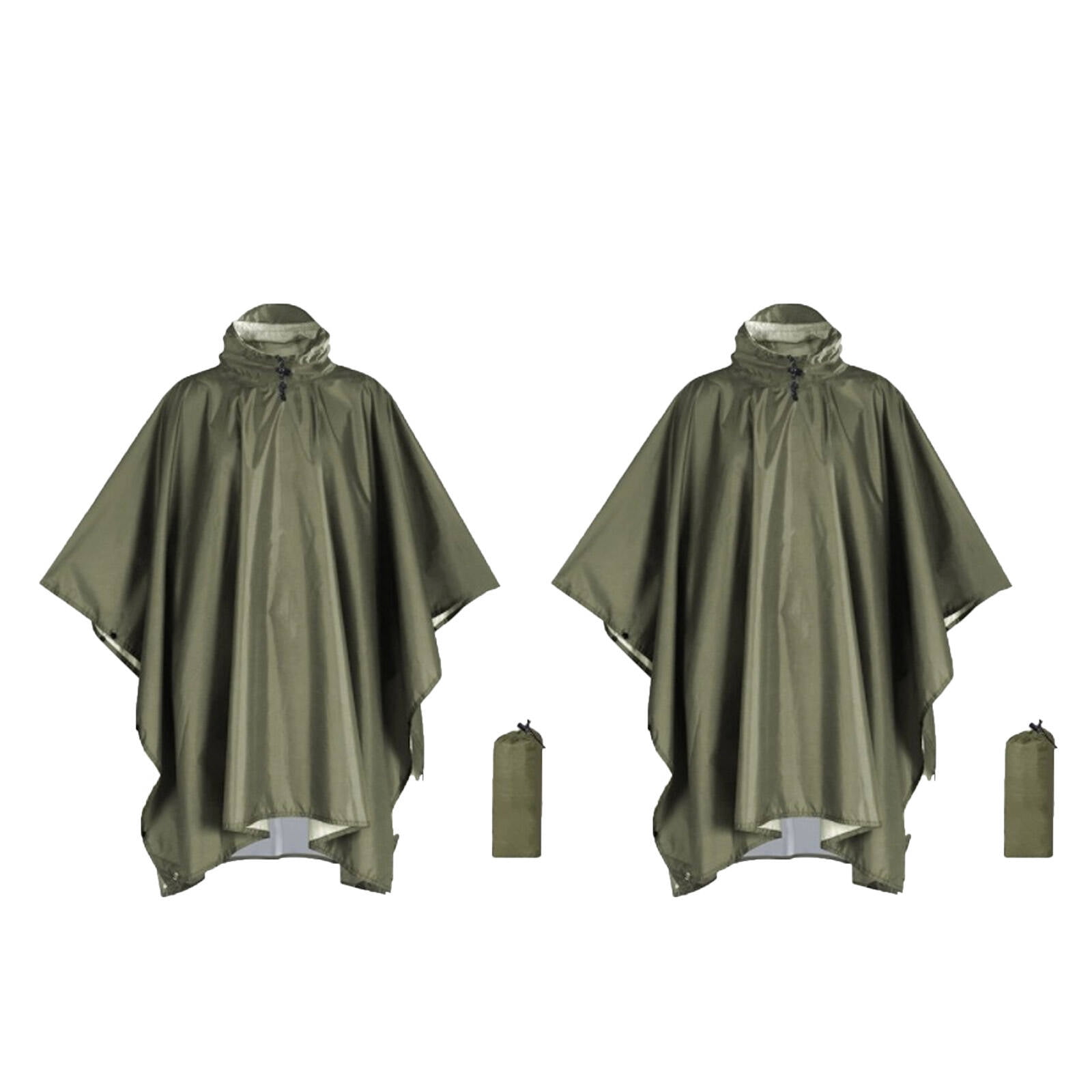 AUQ 2Pcs Rain Poncho Polyester Taffeta with Silver Coating Rain Ponchos ...