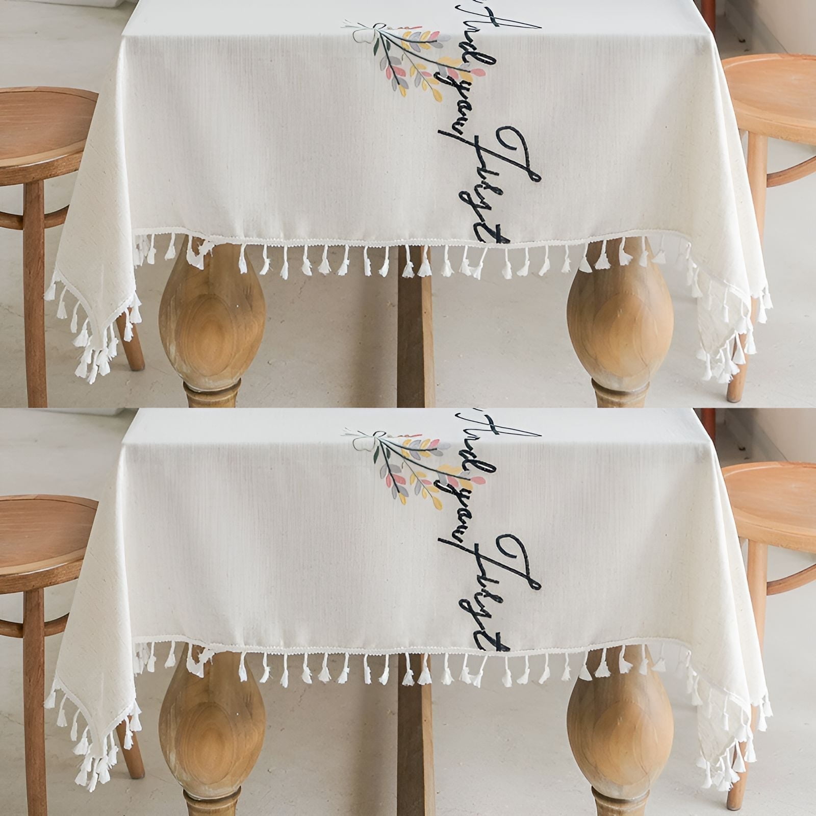 AUQ 2Pcs Table Cloth,Embroidered Letters Party Tablecloth,Non-Slip ...