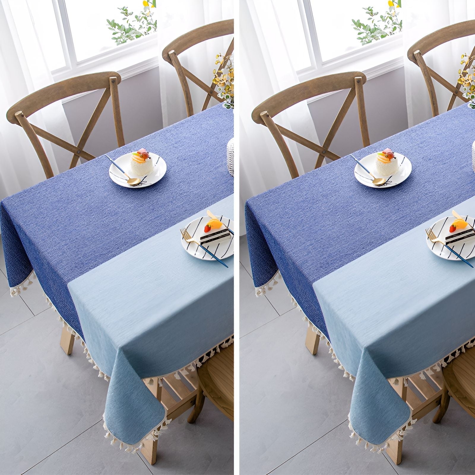 AUQ 2Pcs Table Cloth,Versatile Pairing Table Cloth Rectangle Table,Minimalist Design Square ...