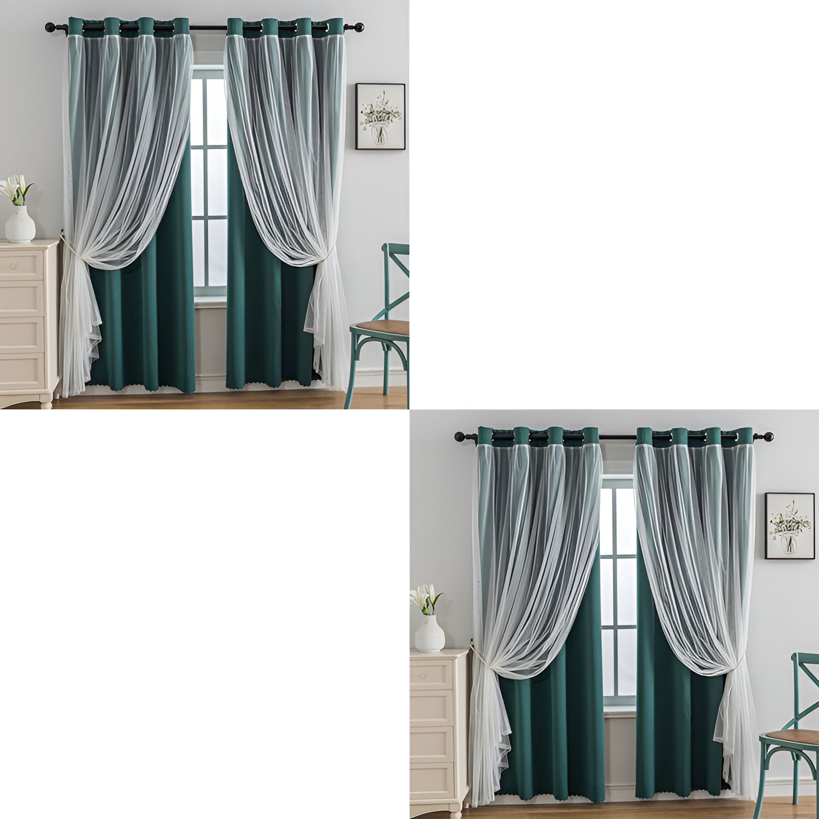 AUQ 2Pcs Window Curtains Vertical Drape Blackout Curtain Fire Resistant ...