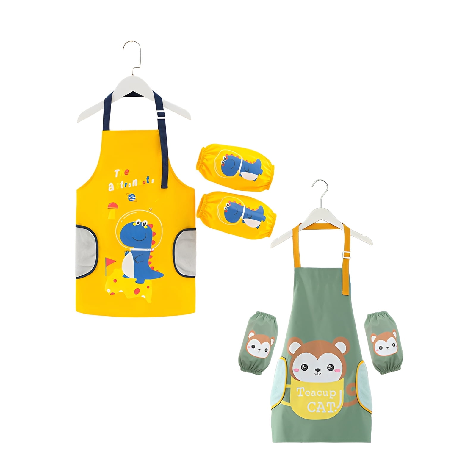 AUQ 2Sets Kids Apron,Colorful Design Toddler Apron,Child-Safe Print ...