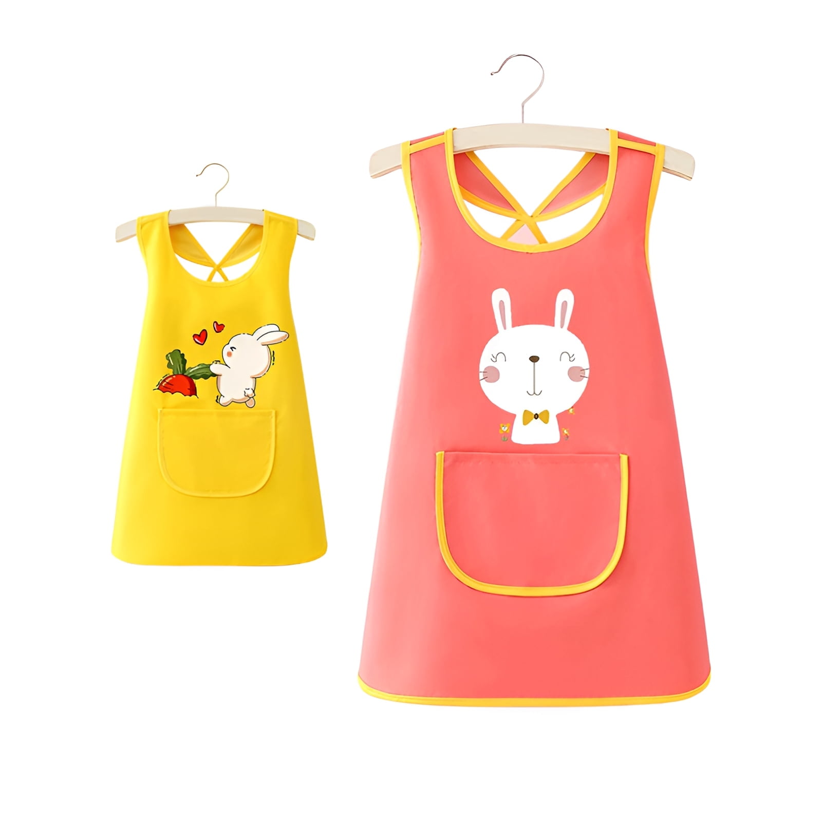 AUQCO 2Pcs Kids Apron,Polyester Kids Aprons Bulk,Toddler Cooking Apron ...