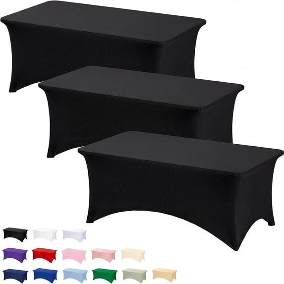 AUQ 3 Pack Black Table Cloth for 6Ft Rectangle Tables,Rectangular ...