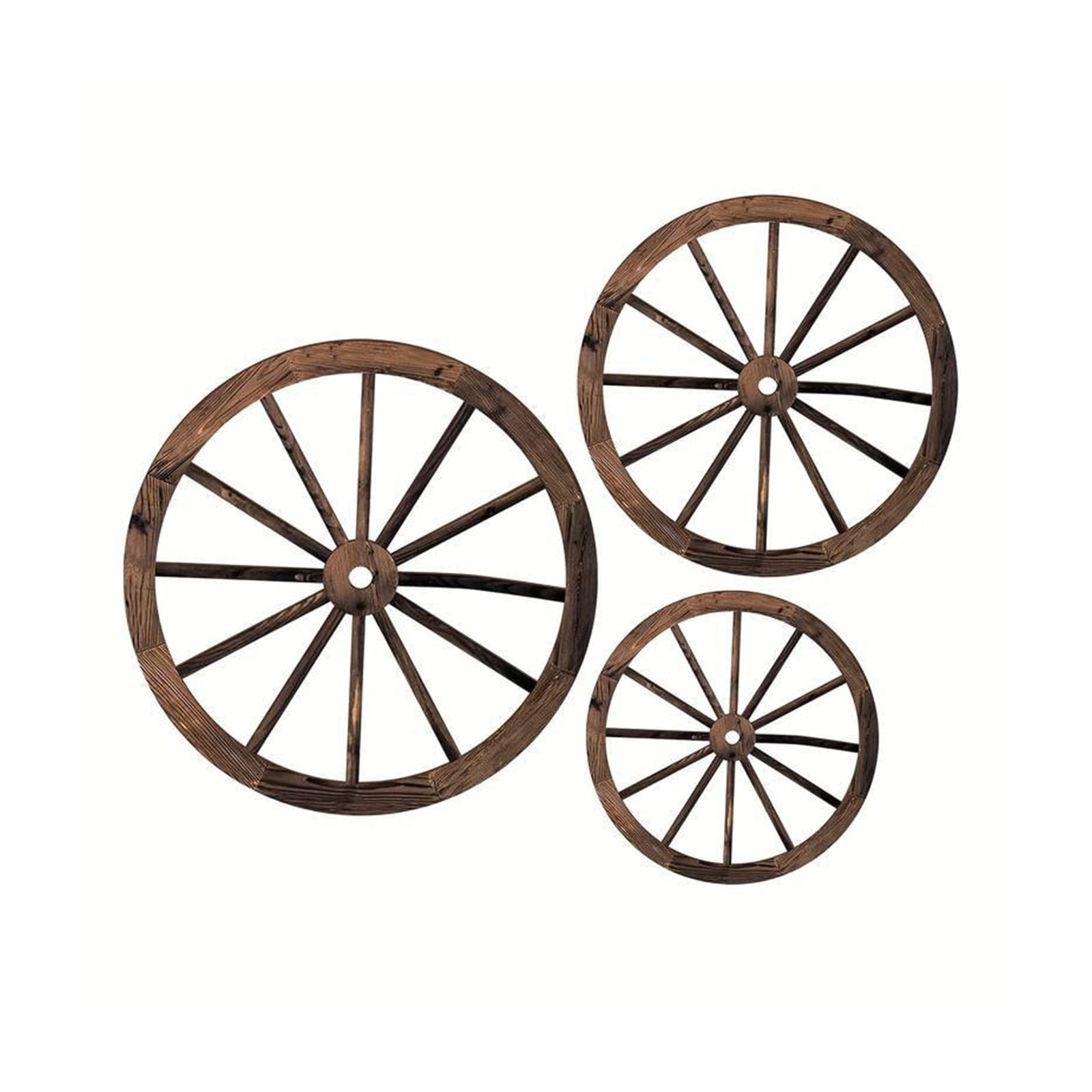 AUQ 3 Pcs Wheel Wall Decor,Handcrafted Wood Vintage Farmhouse Wheel Art ...