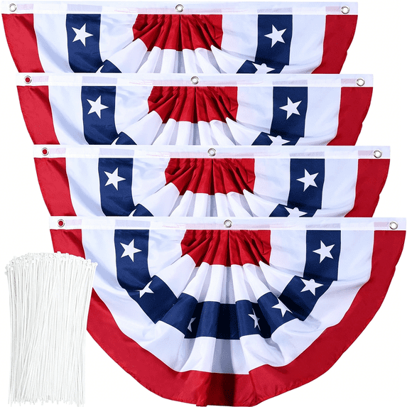 AUQ 3 x 6 Ft Bunting Flags,4th of July Bunting Patriotic Pleated Fan ...