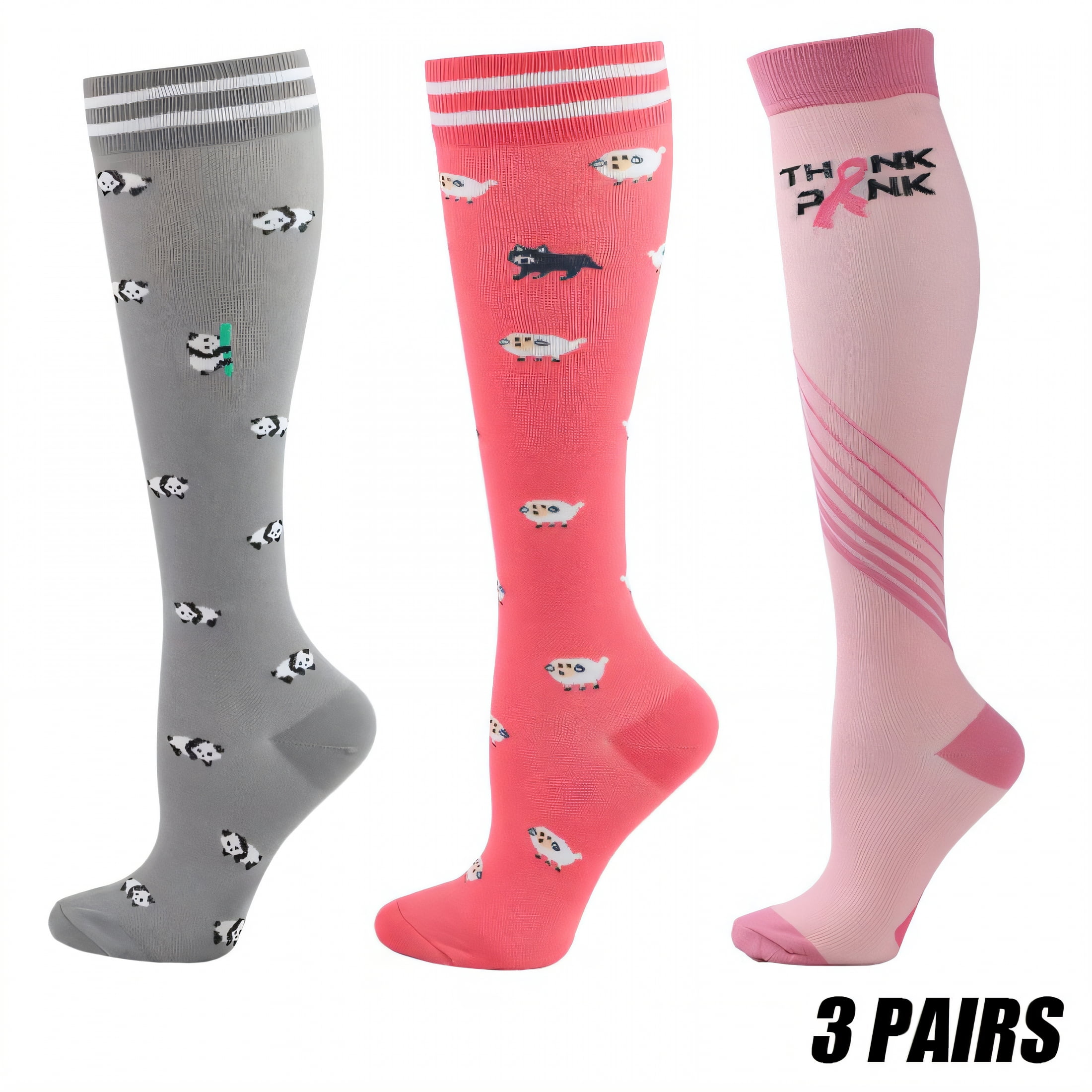AUQ 3Pairs Compression Socks,Promotes Circulation and Relieves Soreness ...