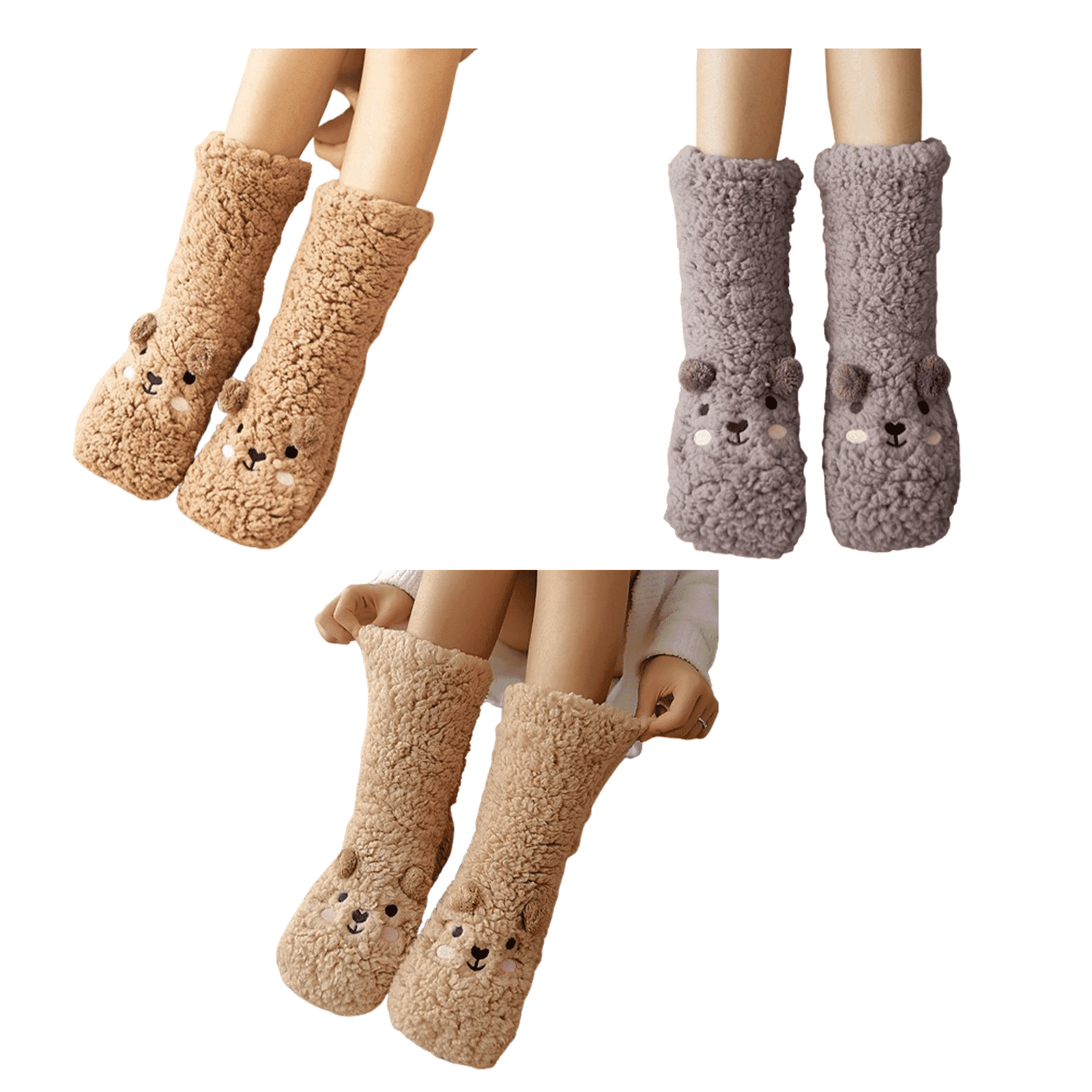 AUQ 3Pairs Socks Comfortable Fuzzy Socks for Home Relaxation,Soft Long ...