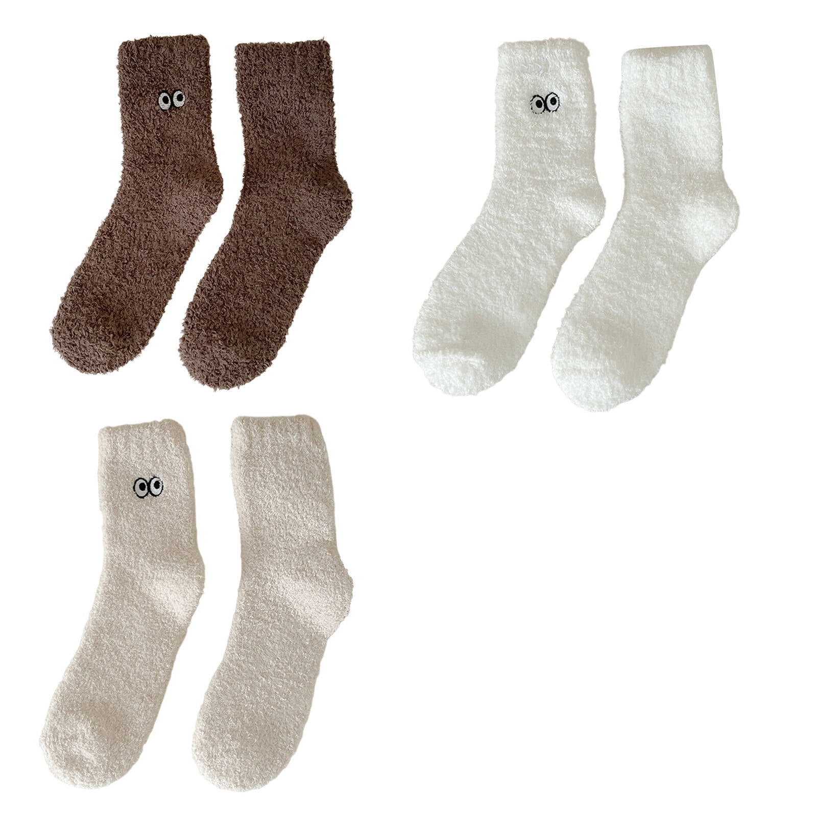AUQ 3Pairs Socks Comfortable and Breathable Fuzzy Socks,Non-Slip Sole ...