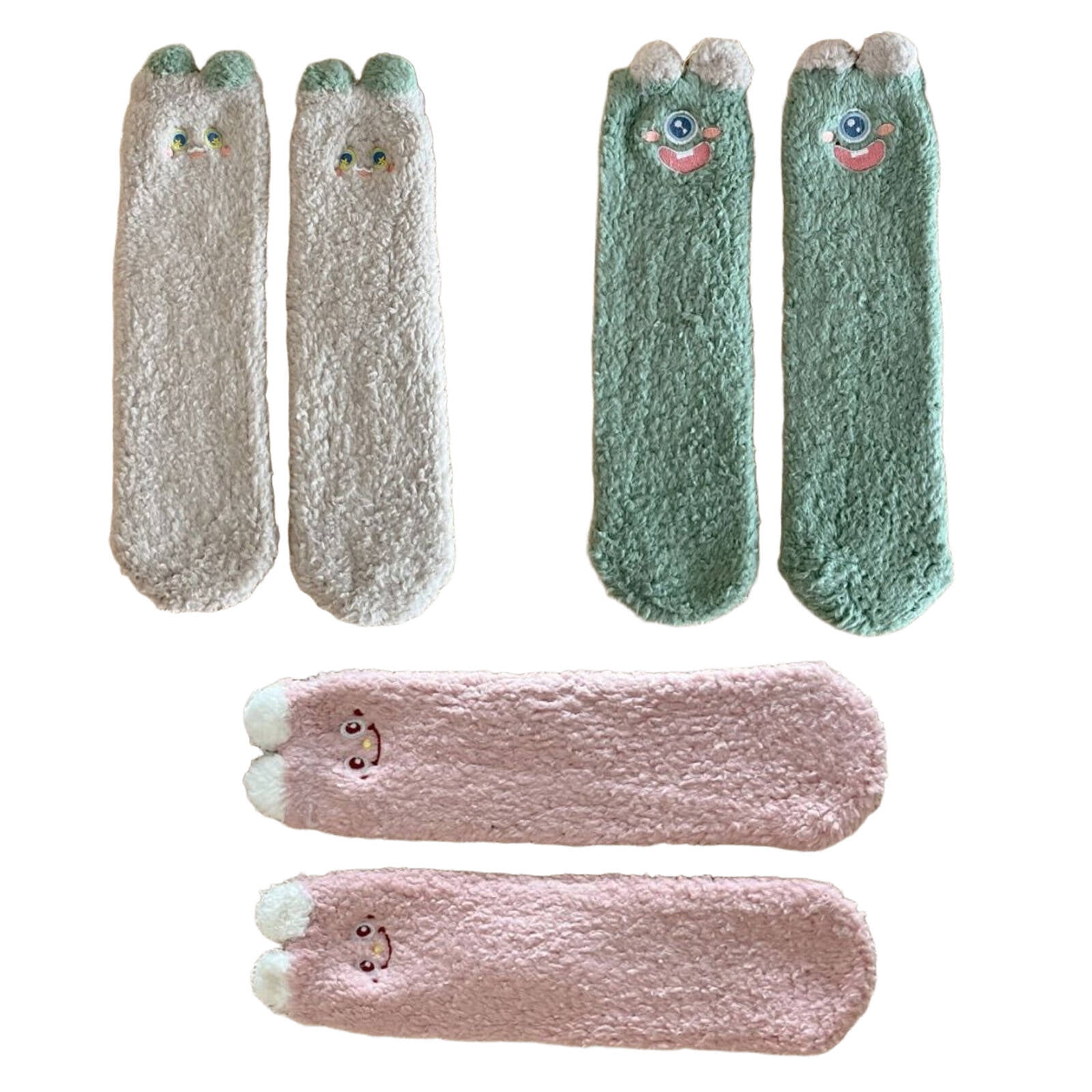 AUQ 3Pairs Socks Cozy Fuzzy Socks for Winter Days,Adorable Animal ...