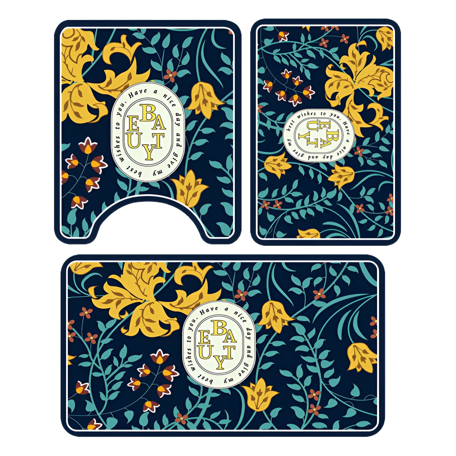 AUQ 3Pcs Bathroom Rugs,Parallelogram-Structured Rubber Grip Bathroom ...