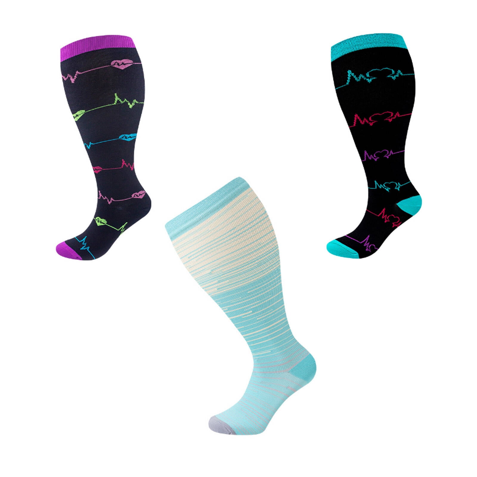 AUQ 3Pcs Compression Socks,Ultra-Stretch Design for Larger Legs Mens ...