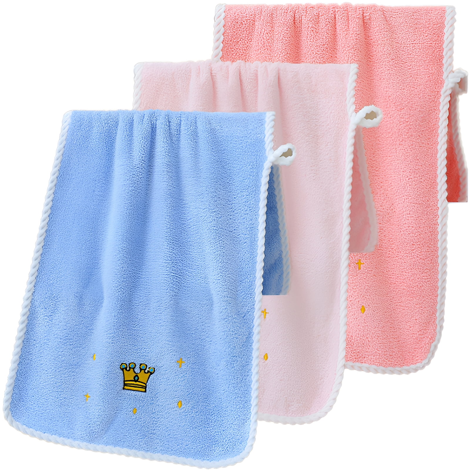 AUQ 3Pcs Face Towels Embroidered Crown Design Bath Hand Towels ...