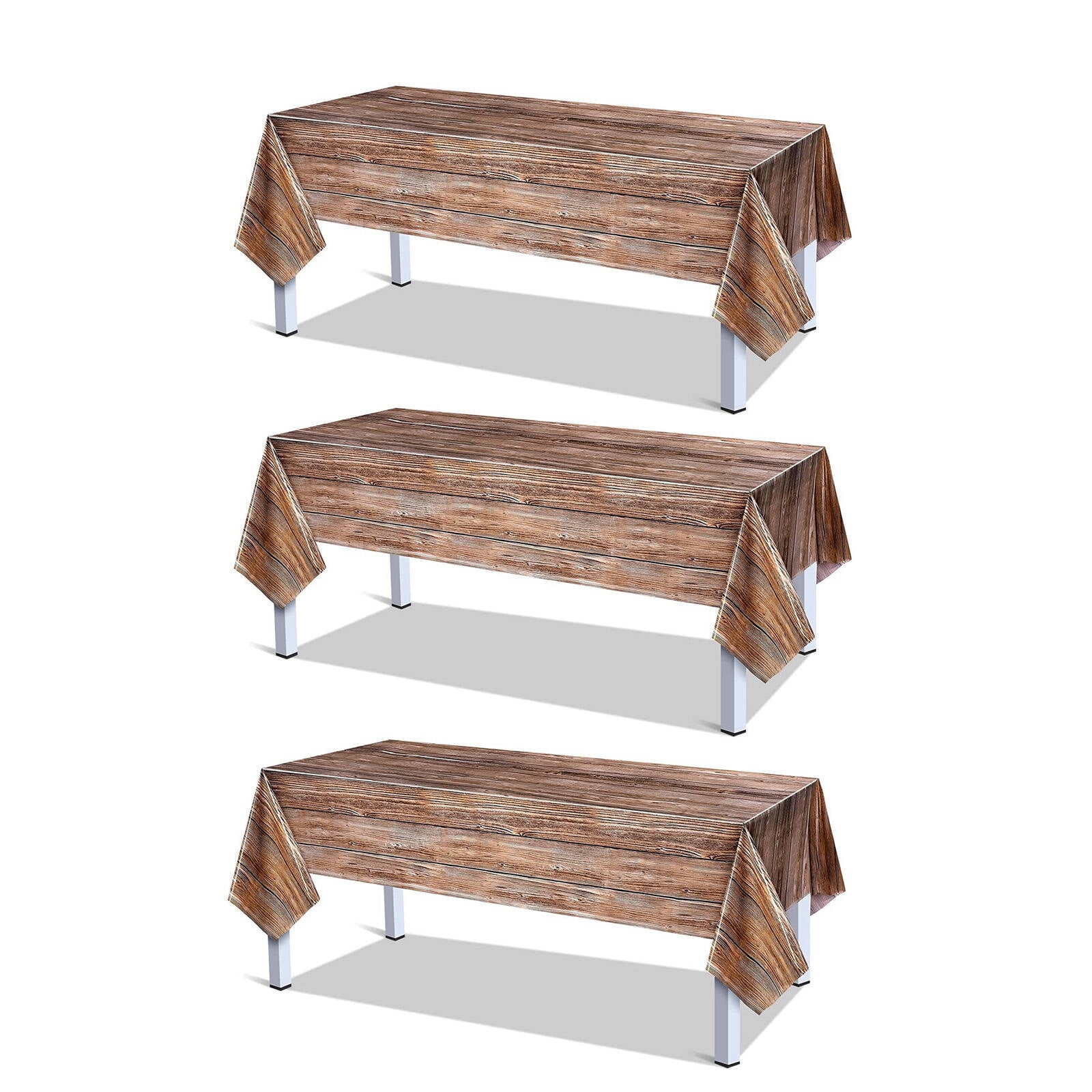 AUQ 3Pcs Table Cloth,Retro Farmhouse Style Tablecloths,Natural Wood ...
