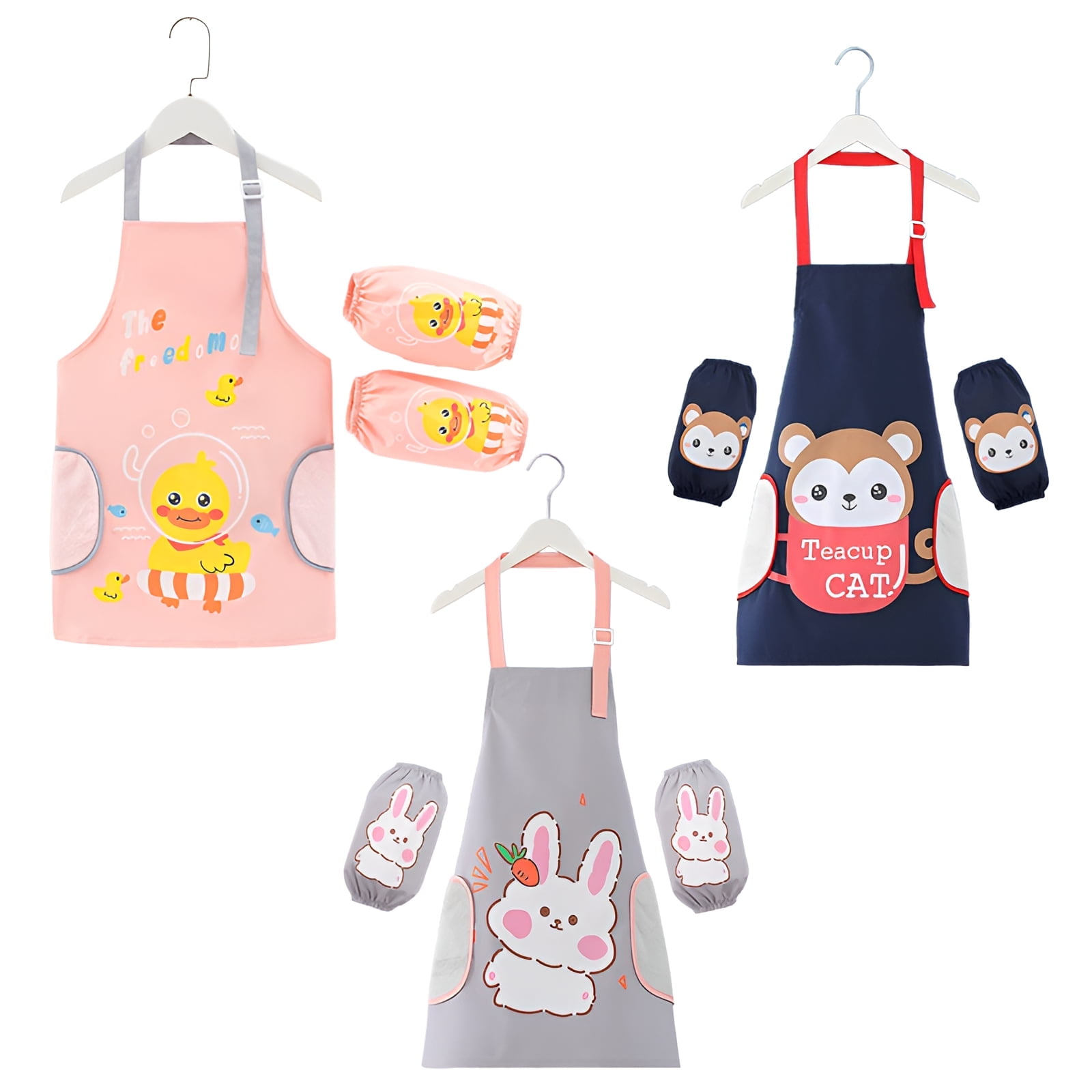 AUQCO 3Pcs Kids Apron,Polyester Kids' Aprons,Child Apron,Combination ...