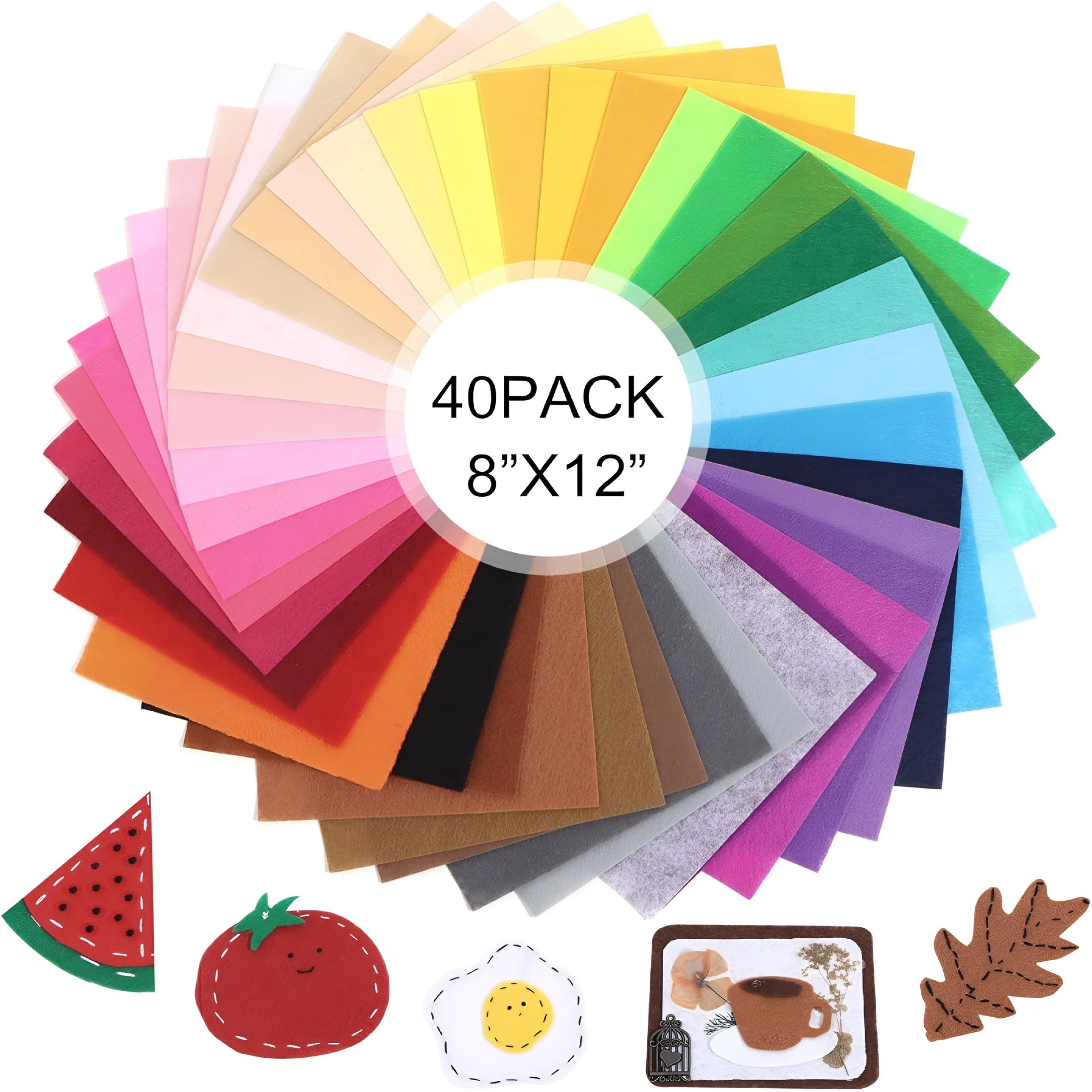 AUQ 2026 New 40 Pcs Stiff Felt Fabric Sheet for Crafts,1Mm Thick and 8 ...