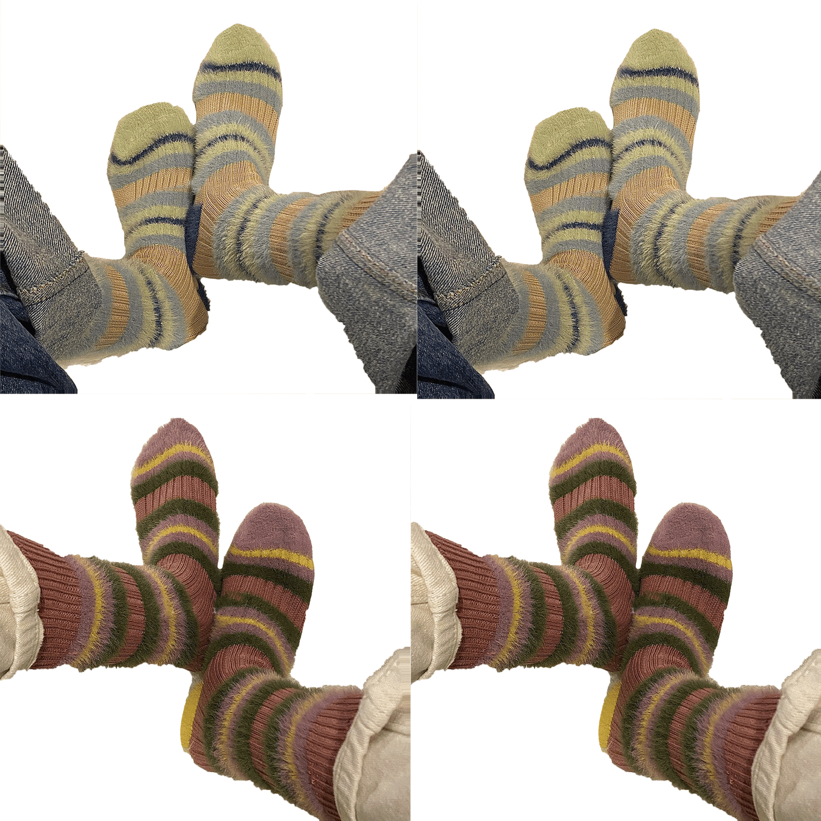 AUQ 4Pairs Socks Soft Plush Fuzzy Socks for Cozy Winter Wear,Elastic ...