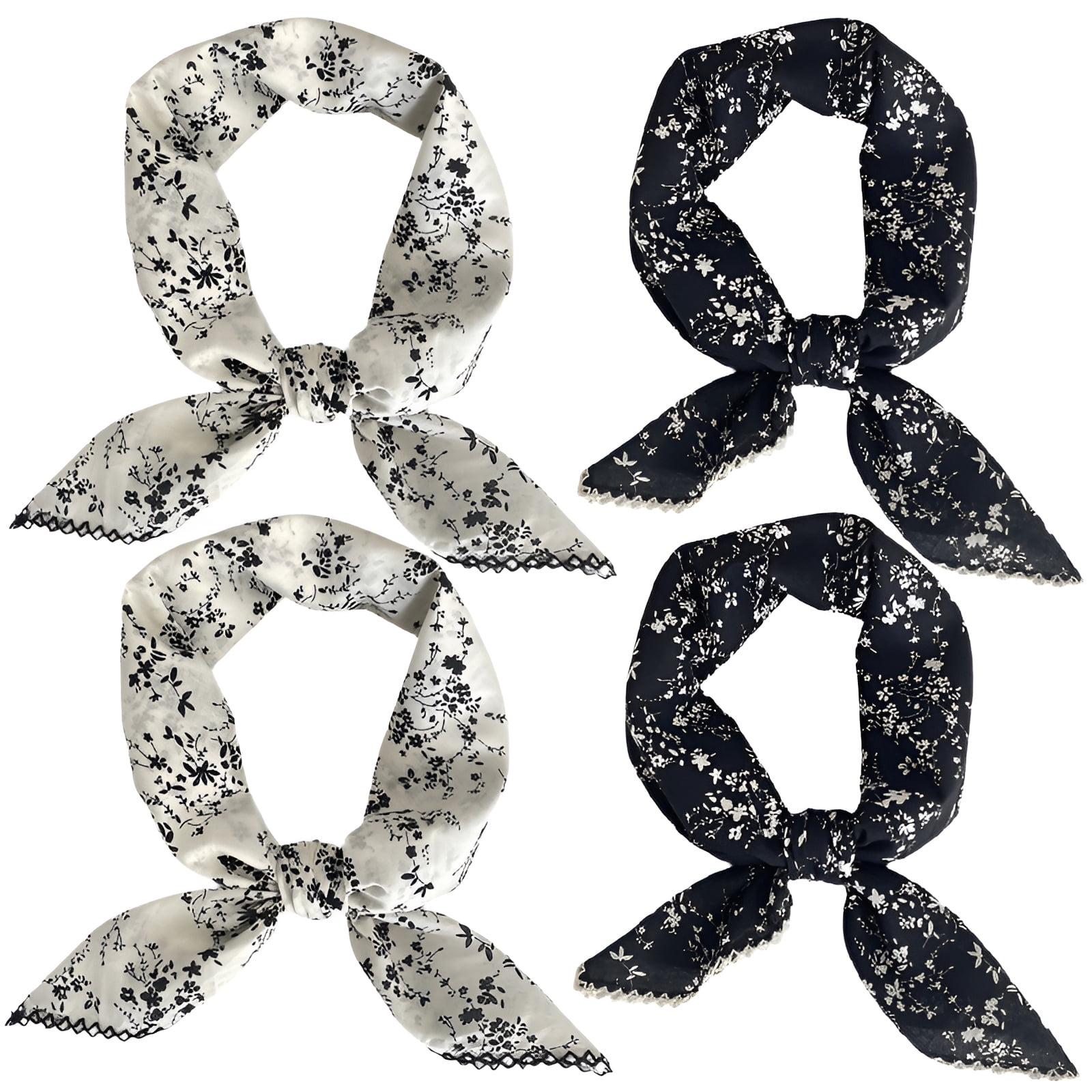 AUQ 4Pcs Bandanas for Women,Edge Detailing 100% Cotton Bandana,Korean ...