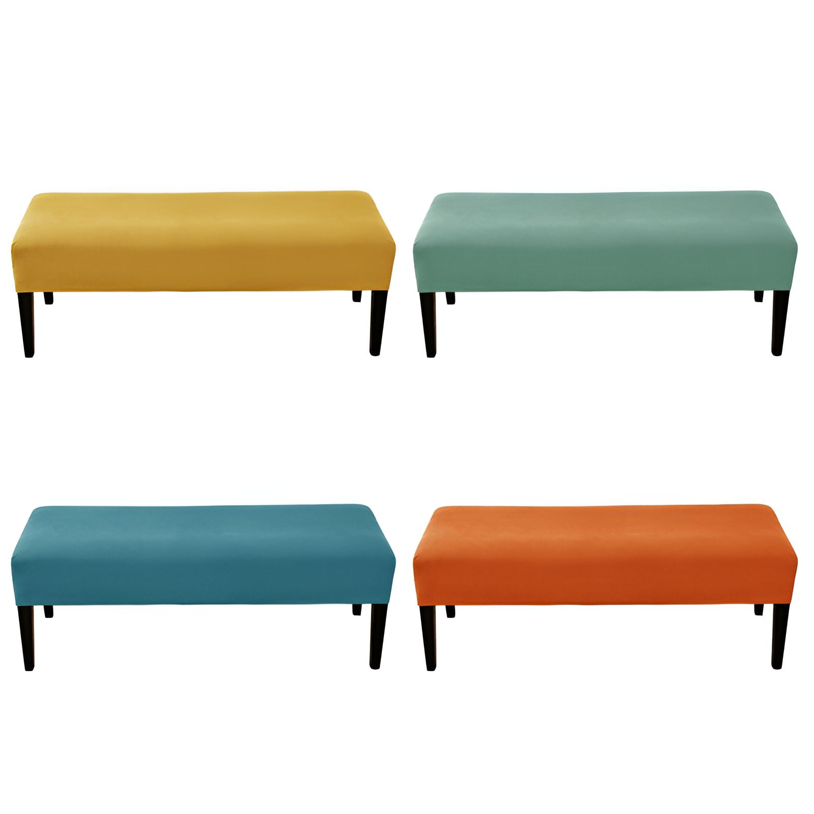 AUQ 4Pcs Bench Cover,Breathable & Comfortable Rectangle Footstool Cover ...